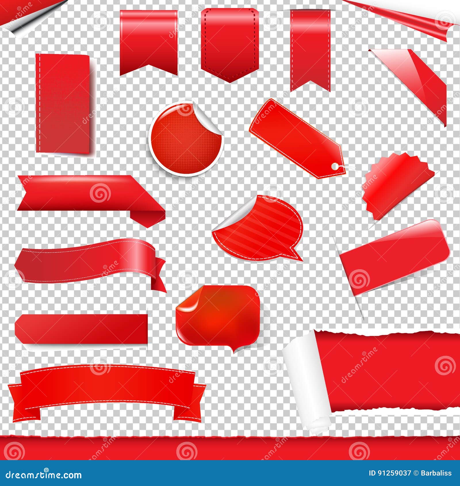 Red Labels and Stickers Set Stock Vector - Illustration of note ...