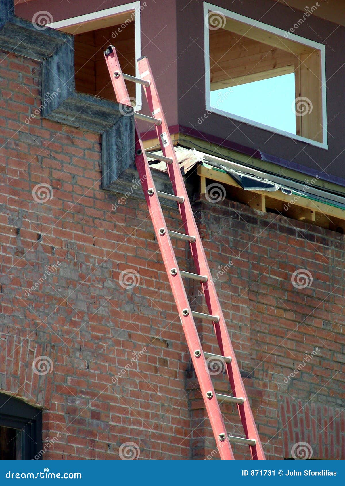 Red Ladder stock image. Image of construction, metal, blue - 871731