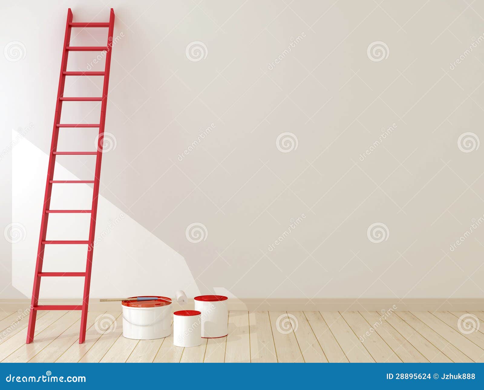 Red Ladder Against the Wall Stock Illustration - Illustration of design ...
