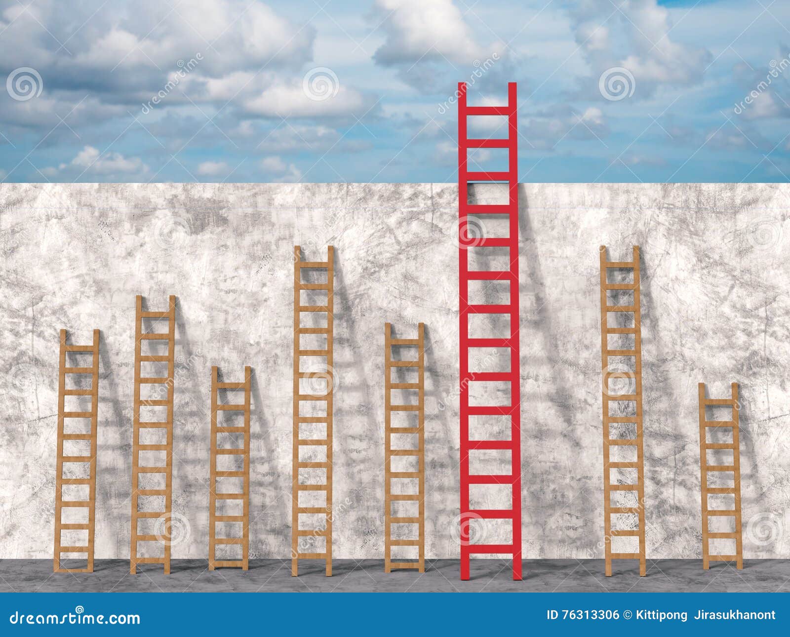 Red ladder stock photo. Image of outstanding, climb, stepladder - 76313306