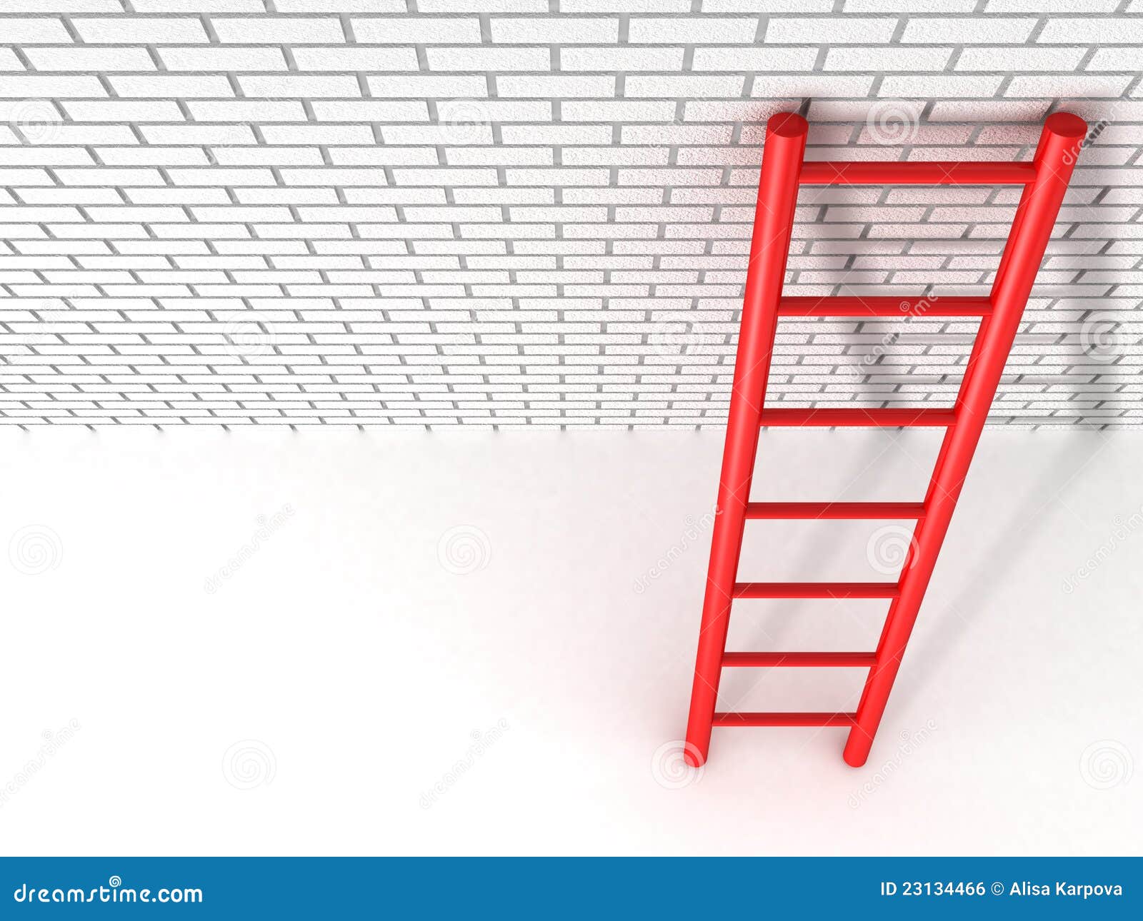 Red Ladder Leans Against A Brick Wall Stock Photography | CartoonDealer ...