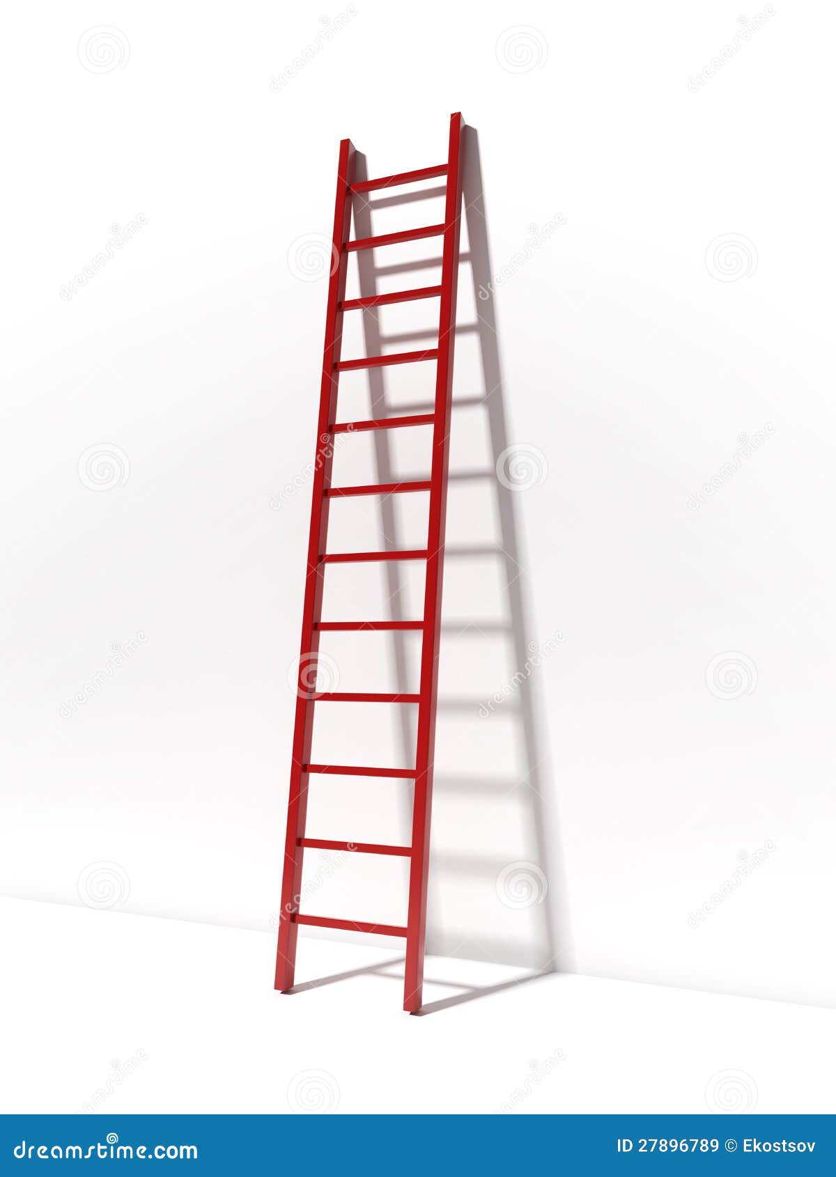 Red ladder near white wall stock illustration. Illustration of clipping ...
