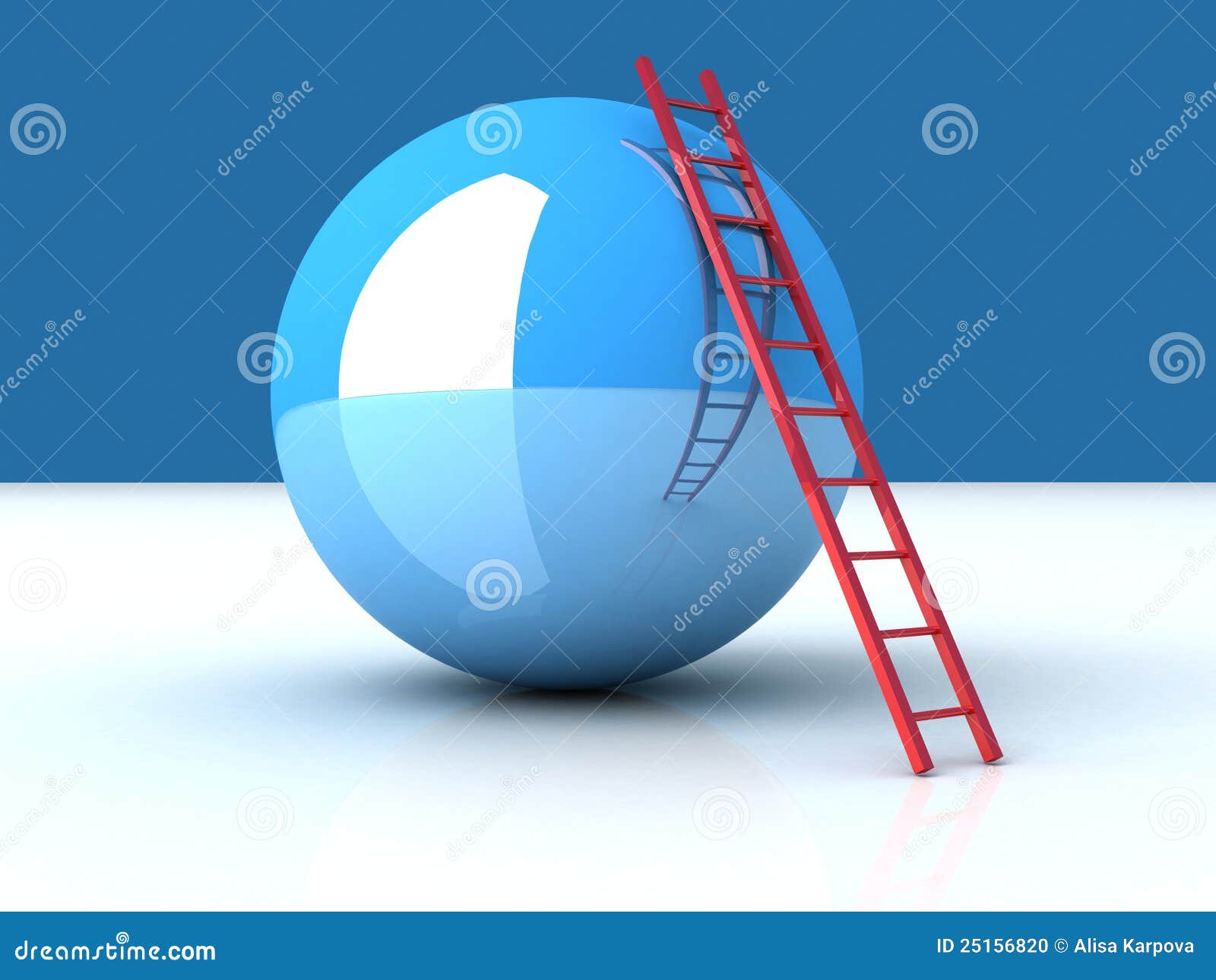Red Ladder Over the Abstract Blue Sphere Stock Illustration ...