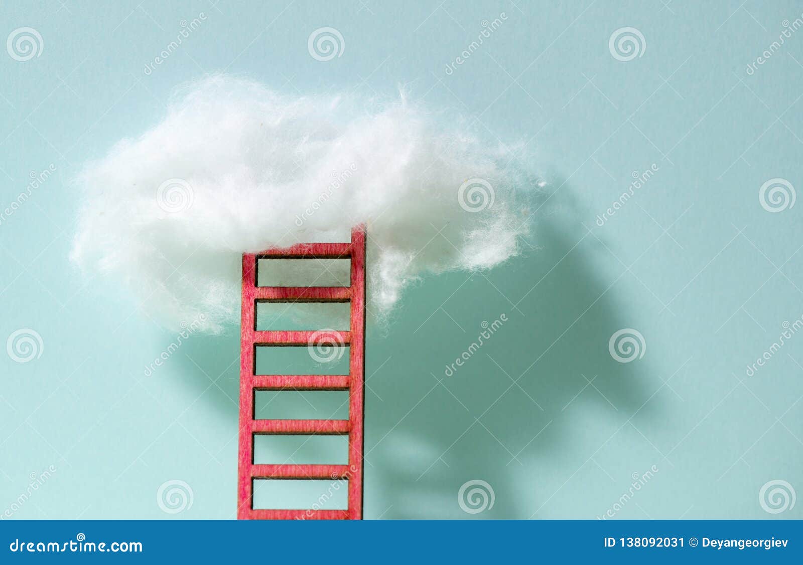 Red Ladder To the Clouds Metaphor. Concept for Growth and Internet ...