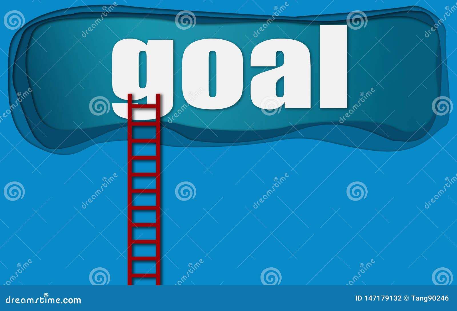 Red ladder to goal word stock illustration. Illustration of ambition ...