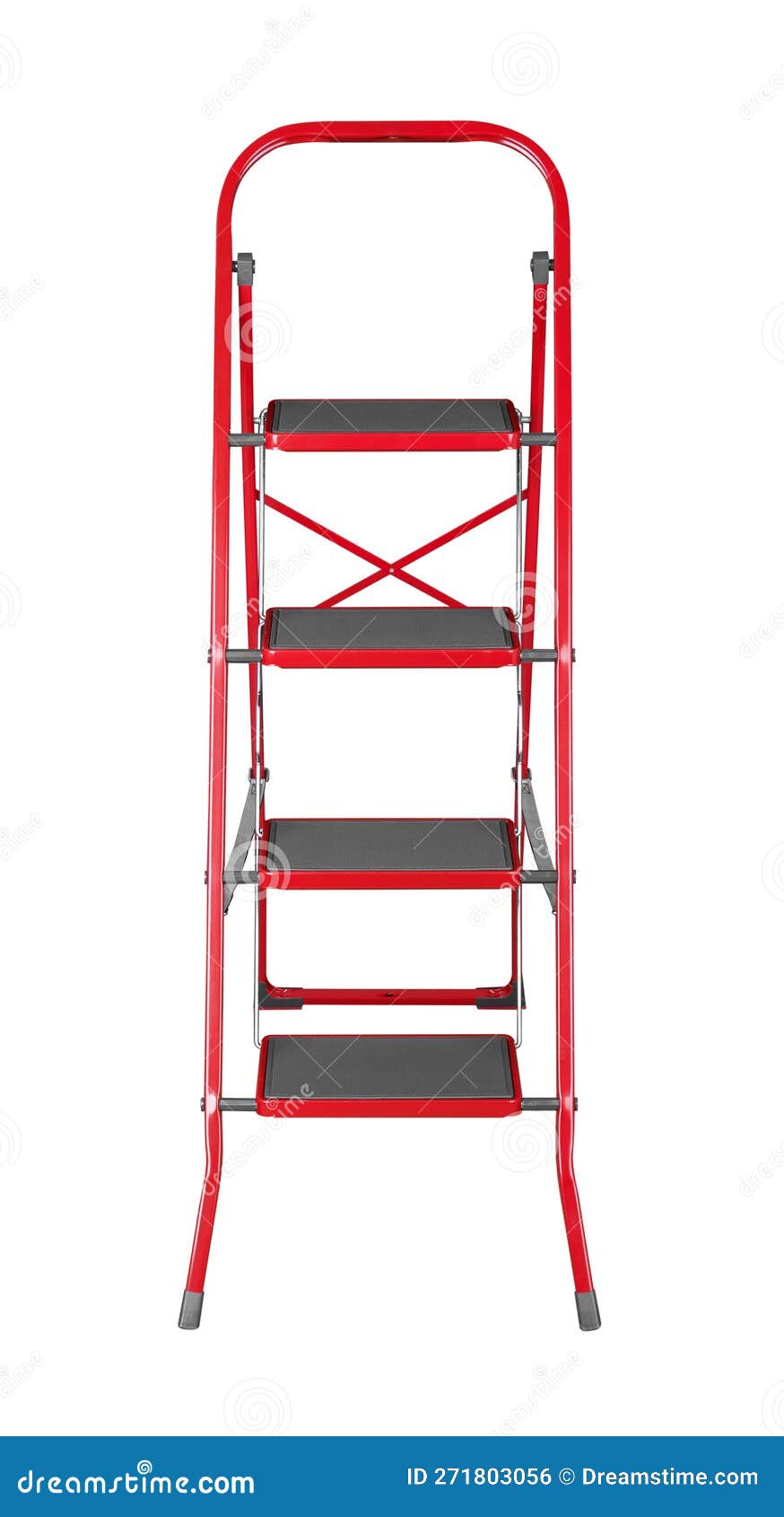 Red Ladder on White Background Stock Photo - Image of steps, silver ...