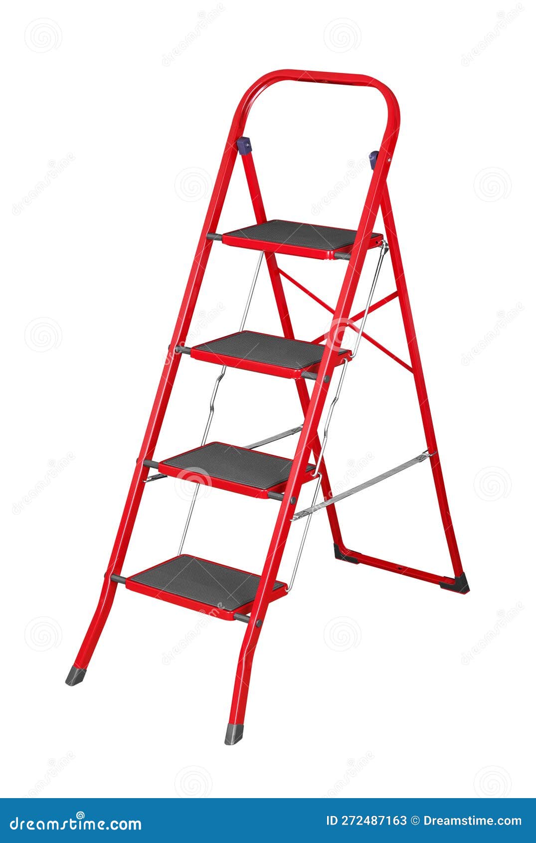 Red Ladder on White Background Stock Image - Image of ladder, steps ...