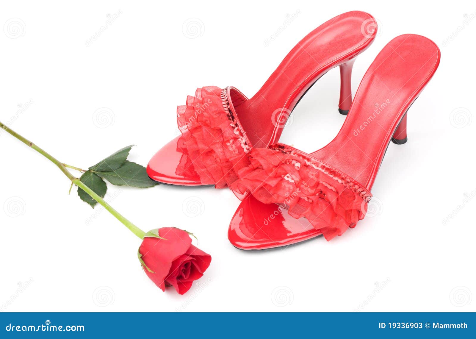 Red Ladies Shoes and a Rose Stock Image - Image of high, passion: 19336903