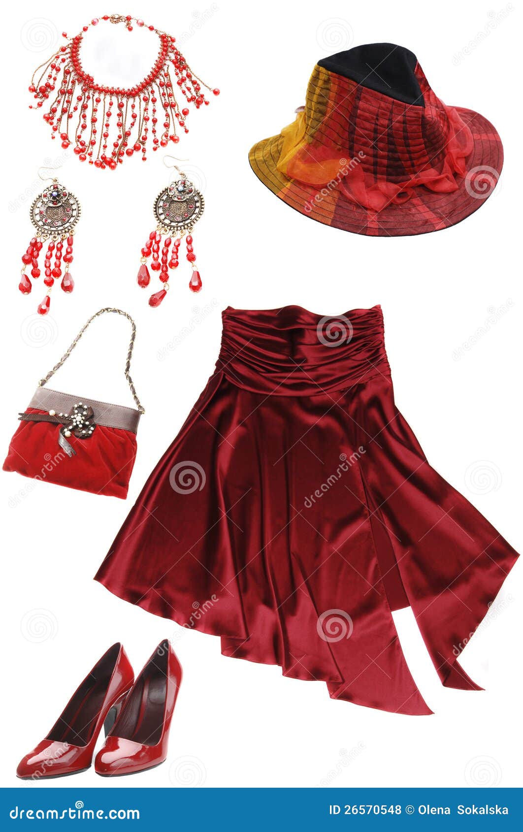 Red Lady S Clothes and Accessories Stock Photo - Image of women, bonnet ...