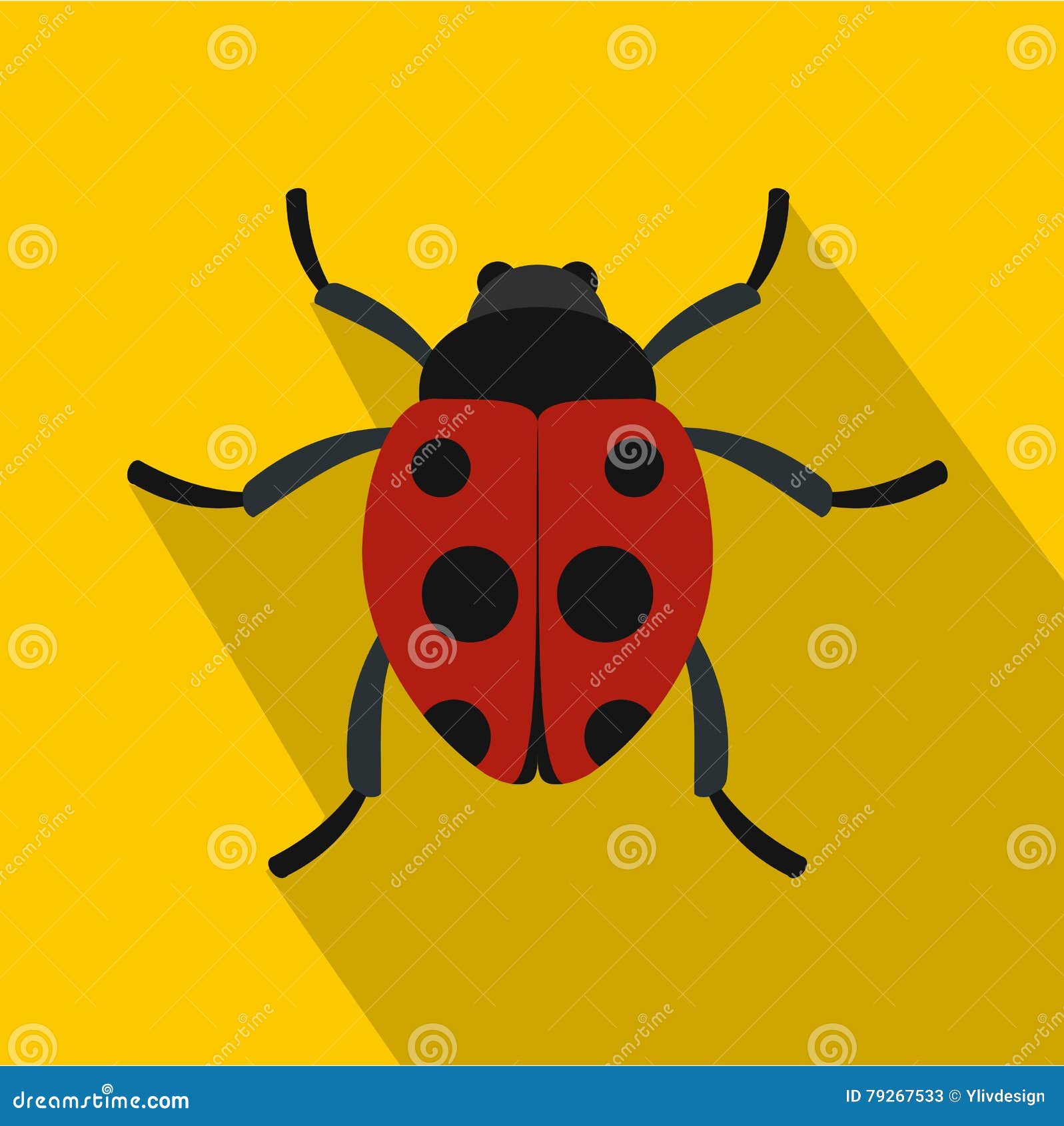 Red Ladybird Icon, Flat Style Stock Vector - Illustration of farm ...