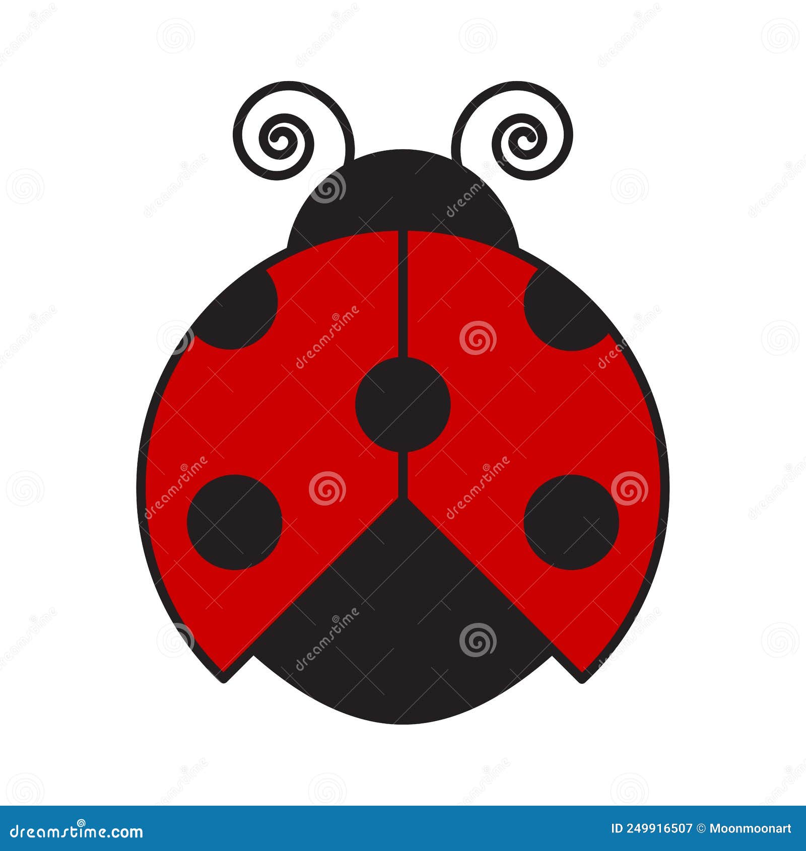 Red Ladybug with Black Dots. Vector Illustration in Cartoon Style ...