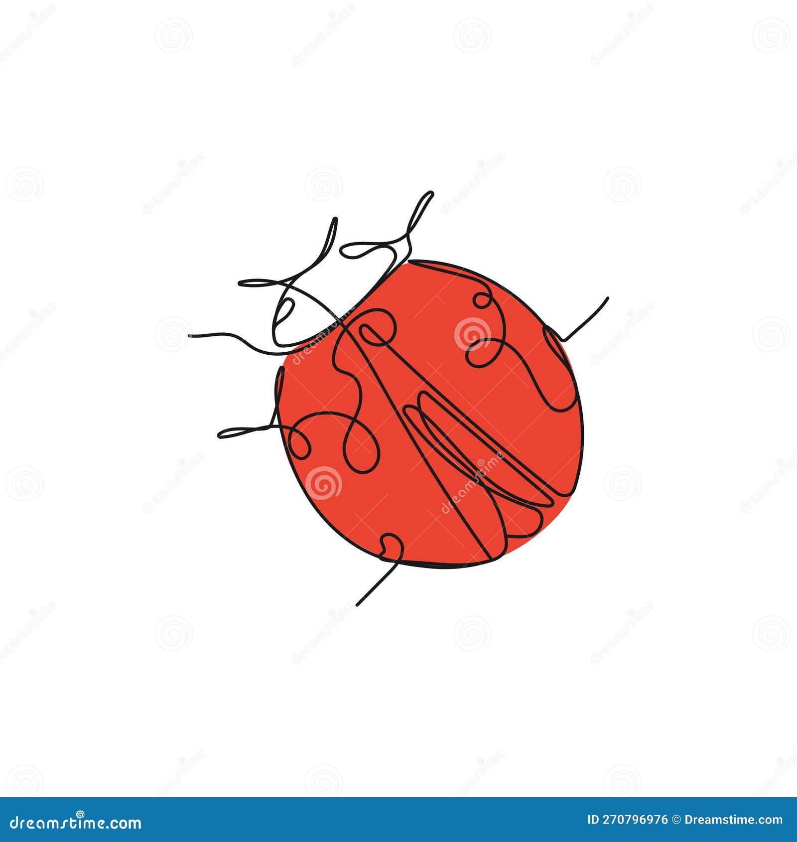 Red Ladybug in One Continuous Line Drawing Stock Vector - Illustration ...