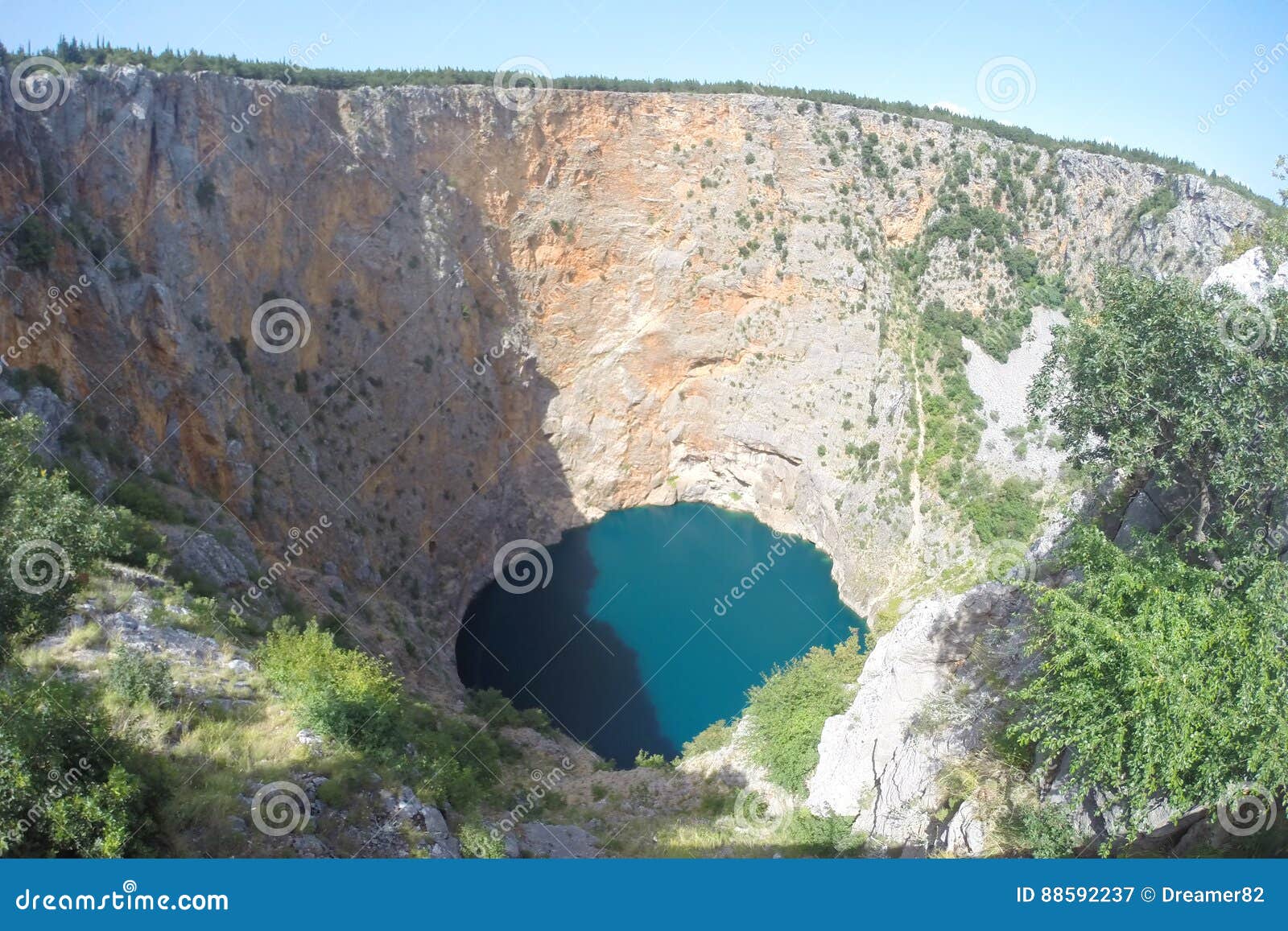 Red Lake in the Crater of an Extinct Volcano, Croatia.. Stock Image ...