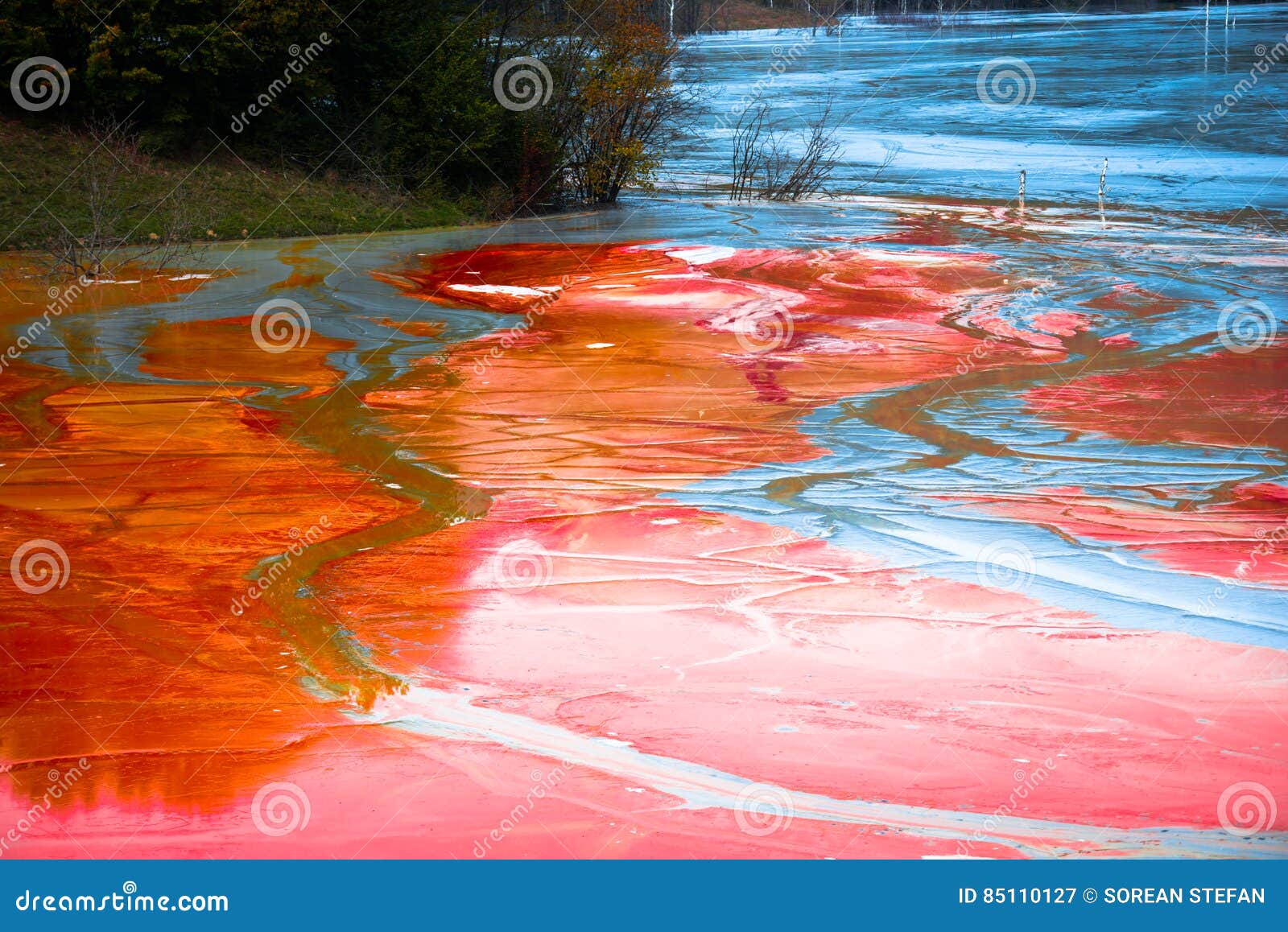 Red lake stock image. Image of blue, pond, color, mineral - 85110127