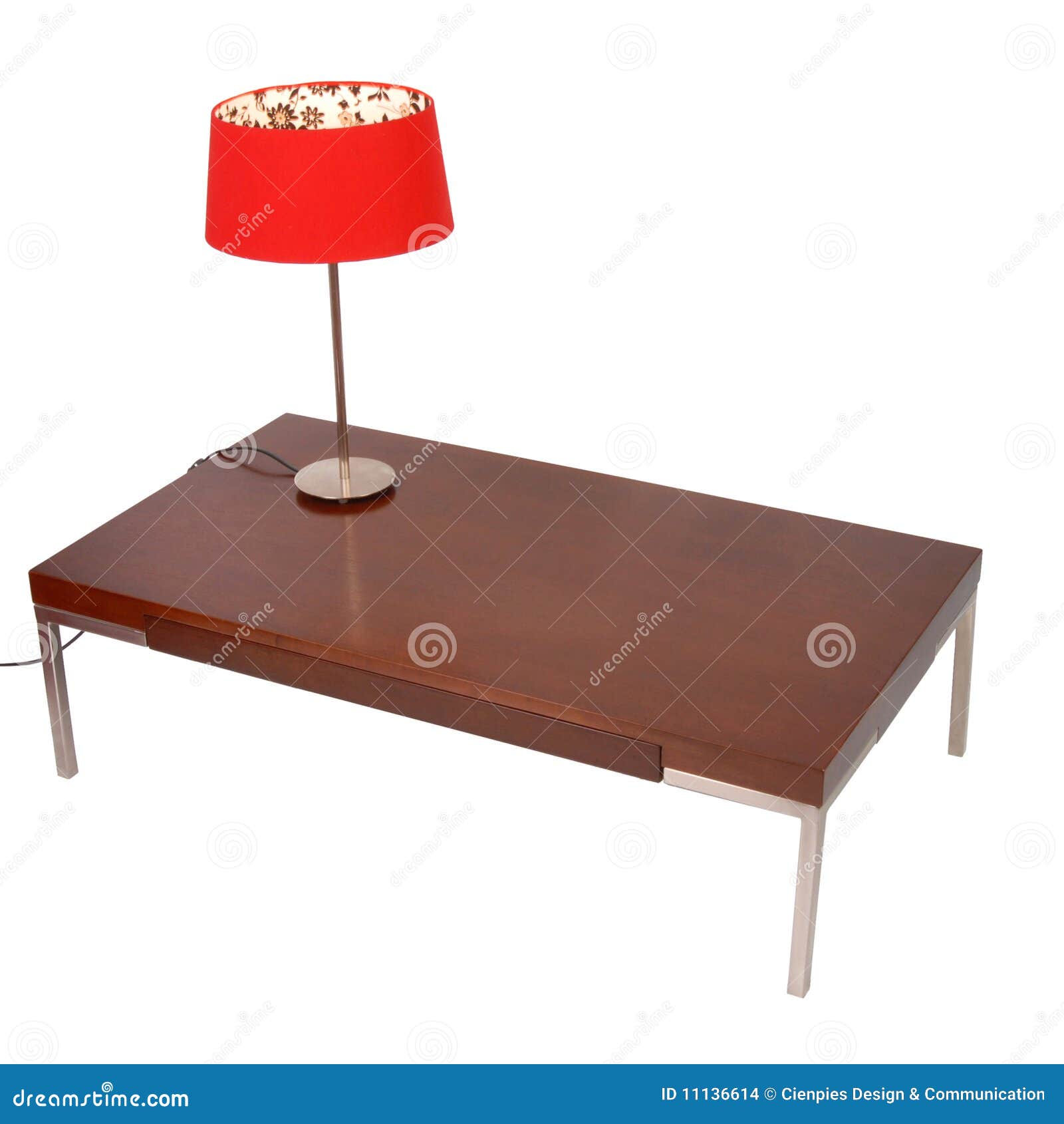 Red Lamp on a Coffe Table Isolated on White Stock Photo - Image of ...