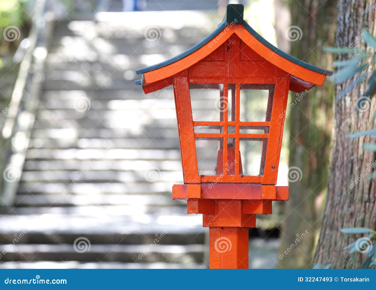 Red Lamp in the Japanese Garden Stock Image - Image of color, lamp ...