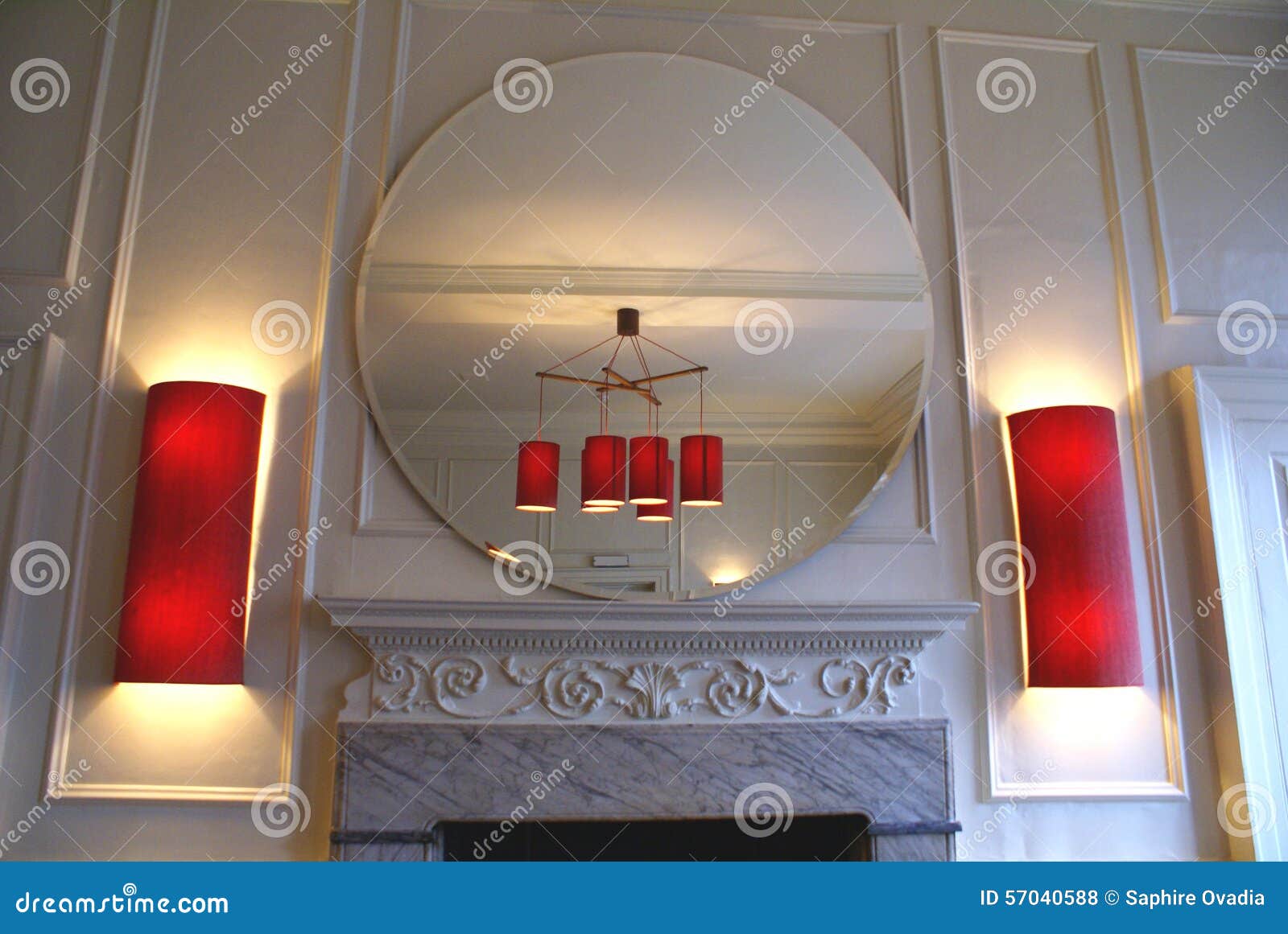 Red Lamps. Red Lights Reflected in a Mirror Stock Photo - Image of ...