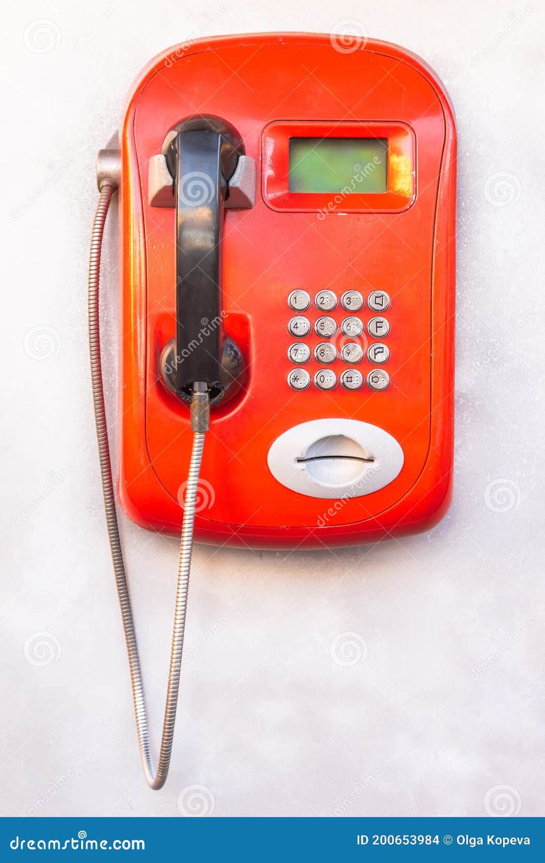 Red Landline Phone with Buttons on the Wall Stock Photo - Image of ...