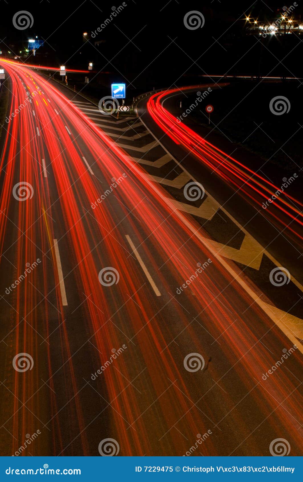 Red lane stock image. Image of illuminated, freeway, motion - 7229475