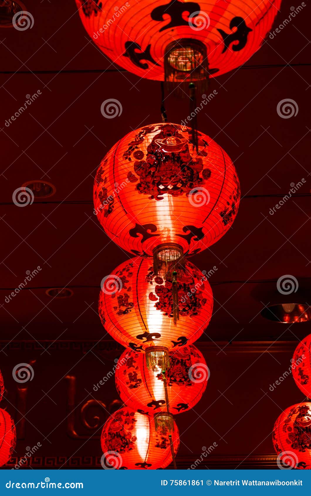 Red Lantern Hanging on the Ceiling Stock Image - Image of chinese ...