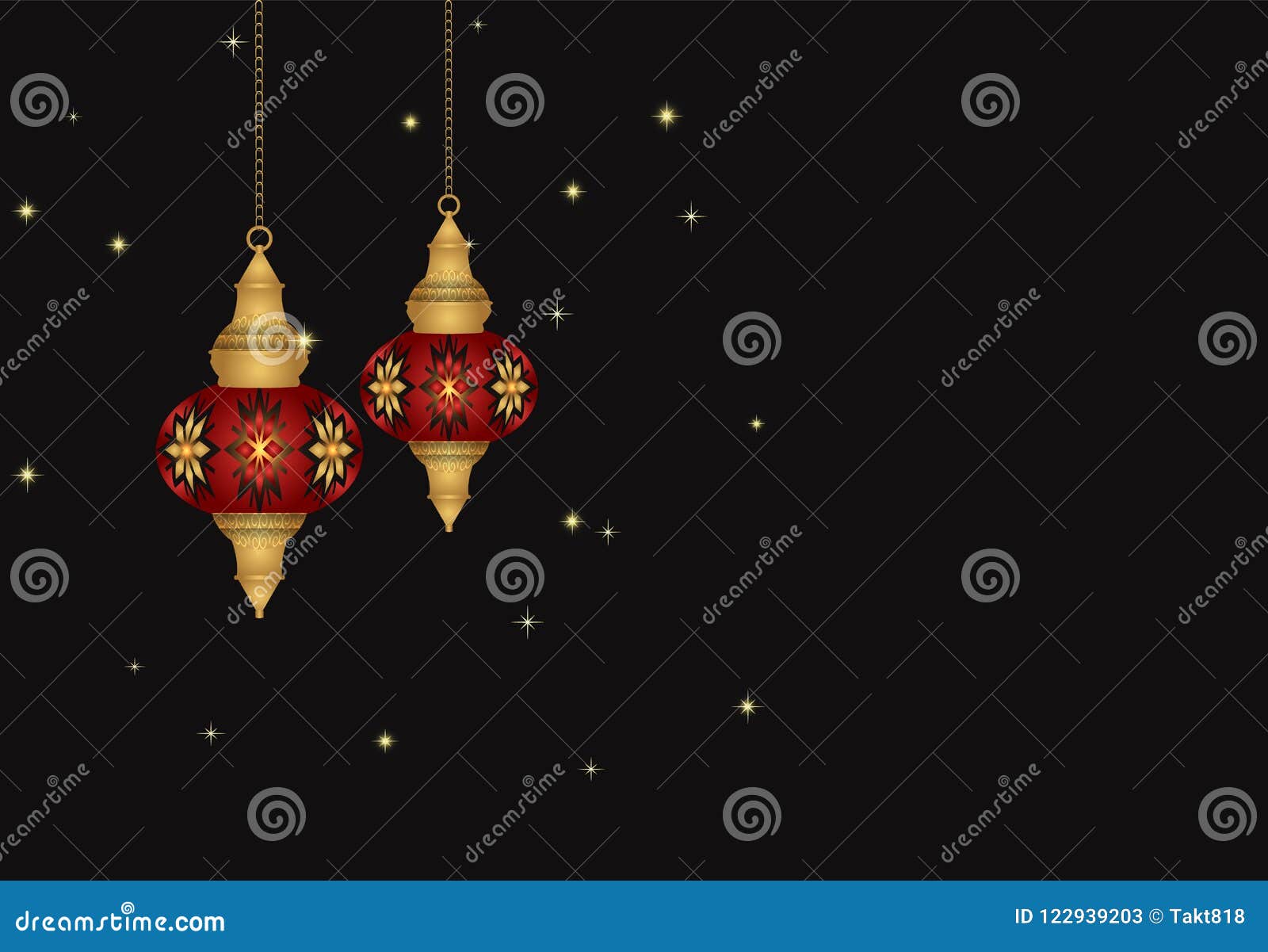 Red Lantern with Pattern Design Decoration Islamic Style Stock Vector ...