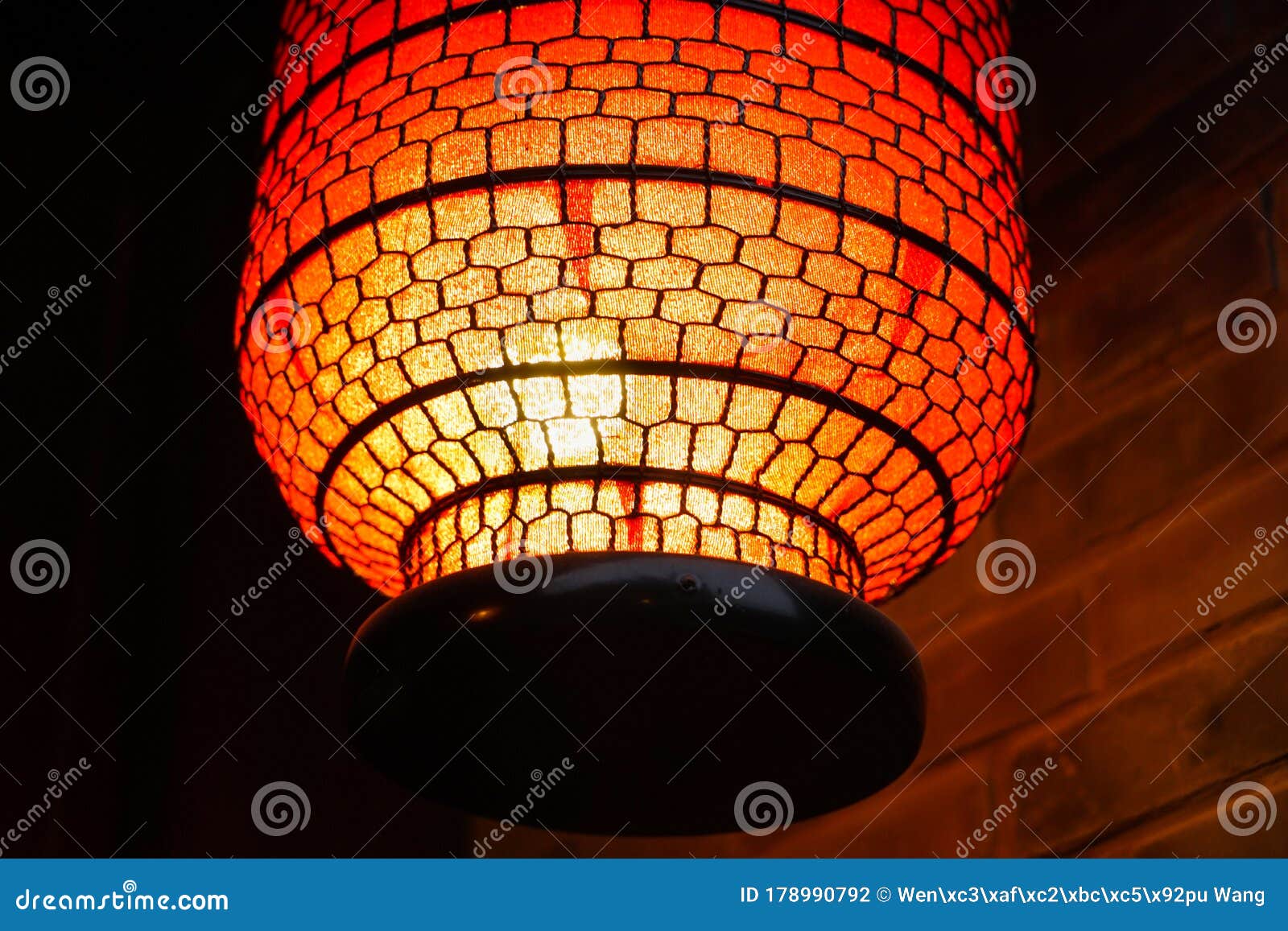 Red Lantern on the Roadside at Night Stock Photo - Image of paper ...