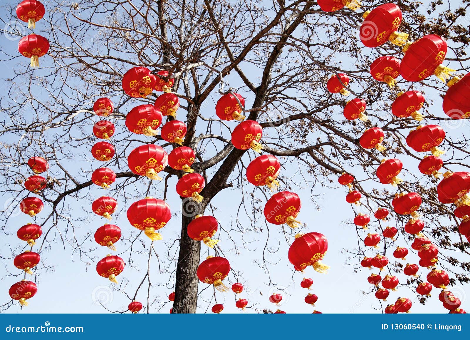 Red lanterns in new year stock photo. Image of building - 13060540