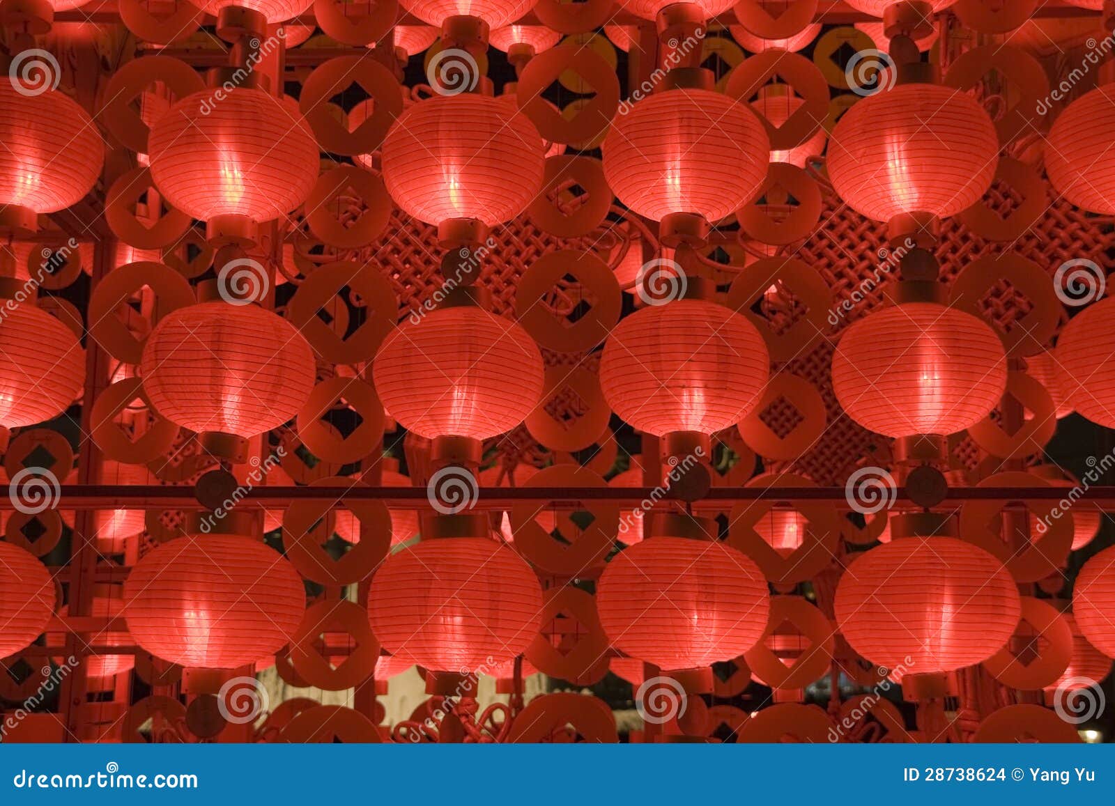 Red Lanterns at Night for Chinese New Year Stock Photo - Image of ...