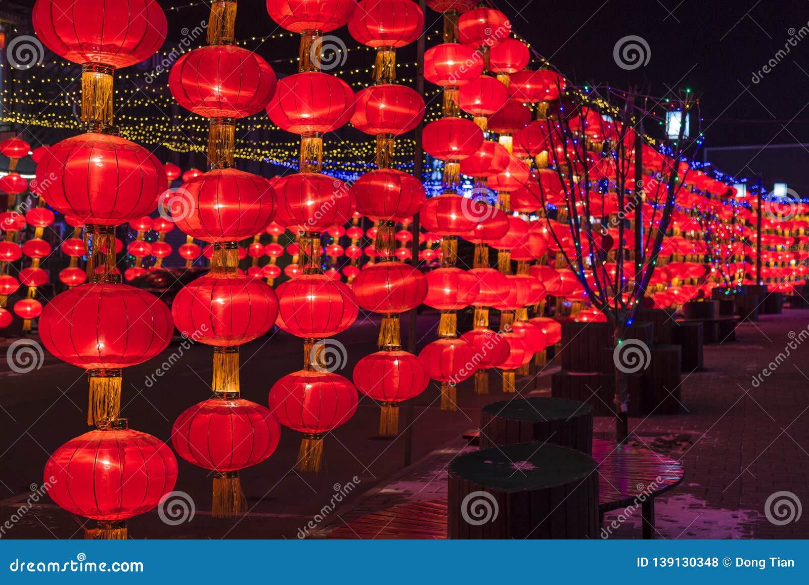 Red lanterns at night stock photo. Image of beautiful - 139130348