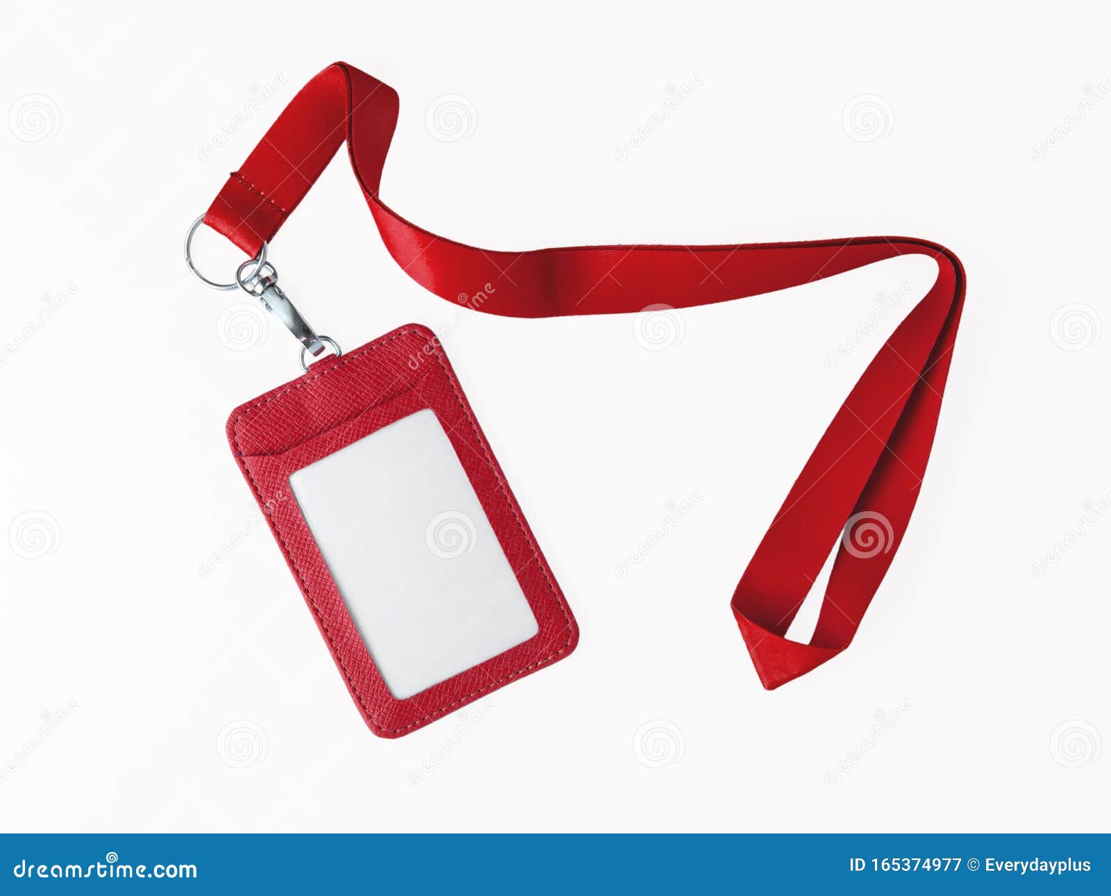 Red Lanyard and Leather Badge Isolated on White Stock Image - Image of ...