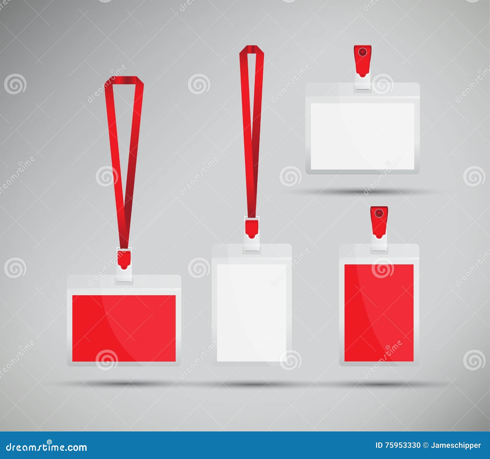 Red lanyard stock vector. Illustration of plastic, event - 75953330