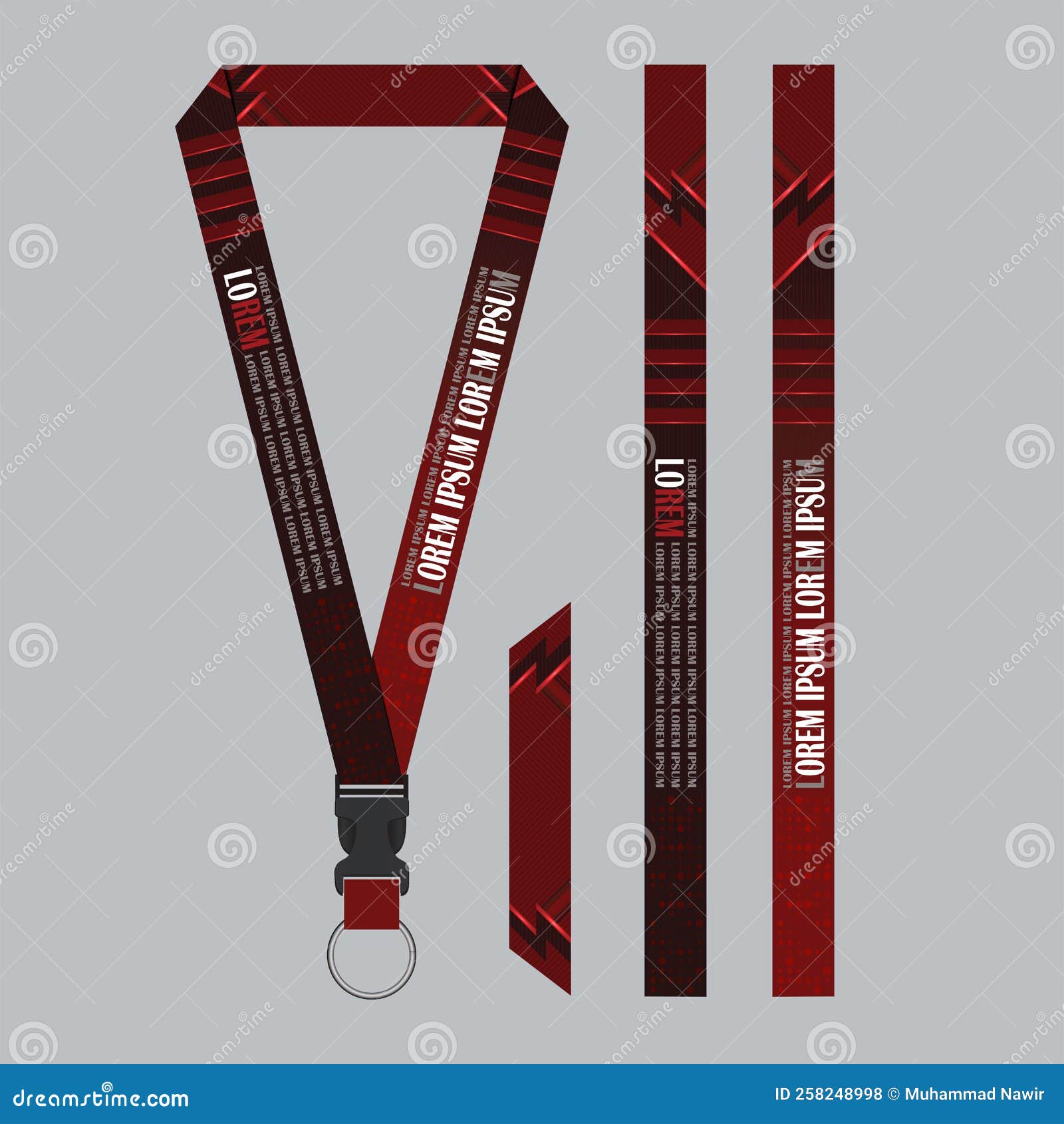 Red Lanyard Template Set stock vector. Illustration of lanyard - 258248998