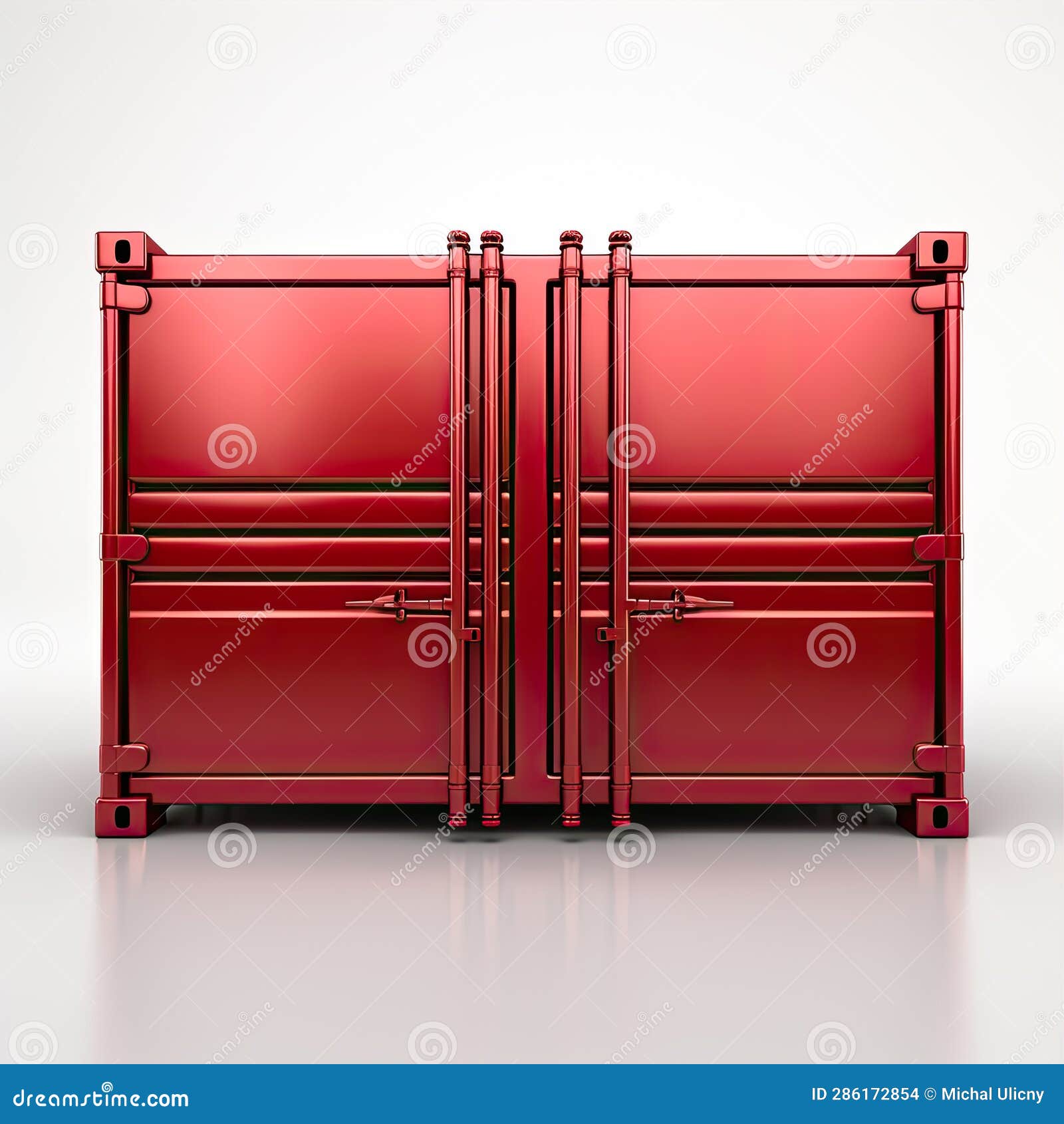 Red Large Cargo Container Isolated on White Background Stock Photo ...