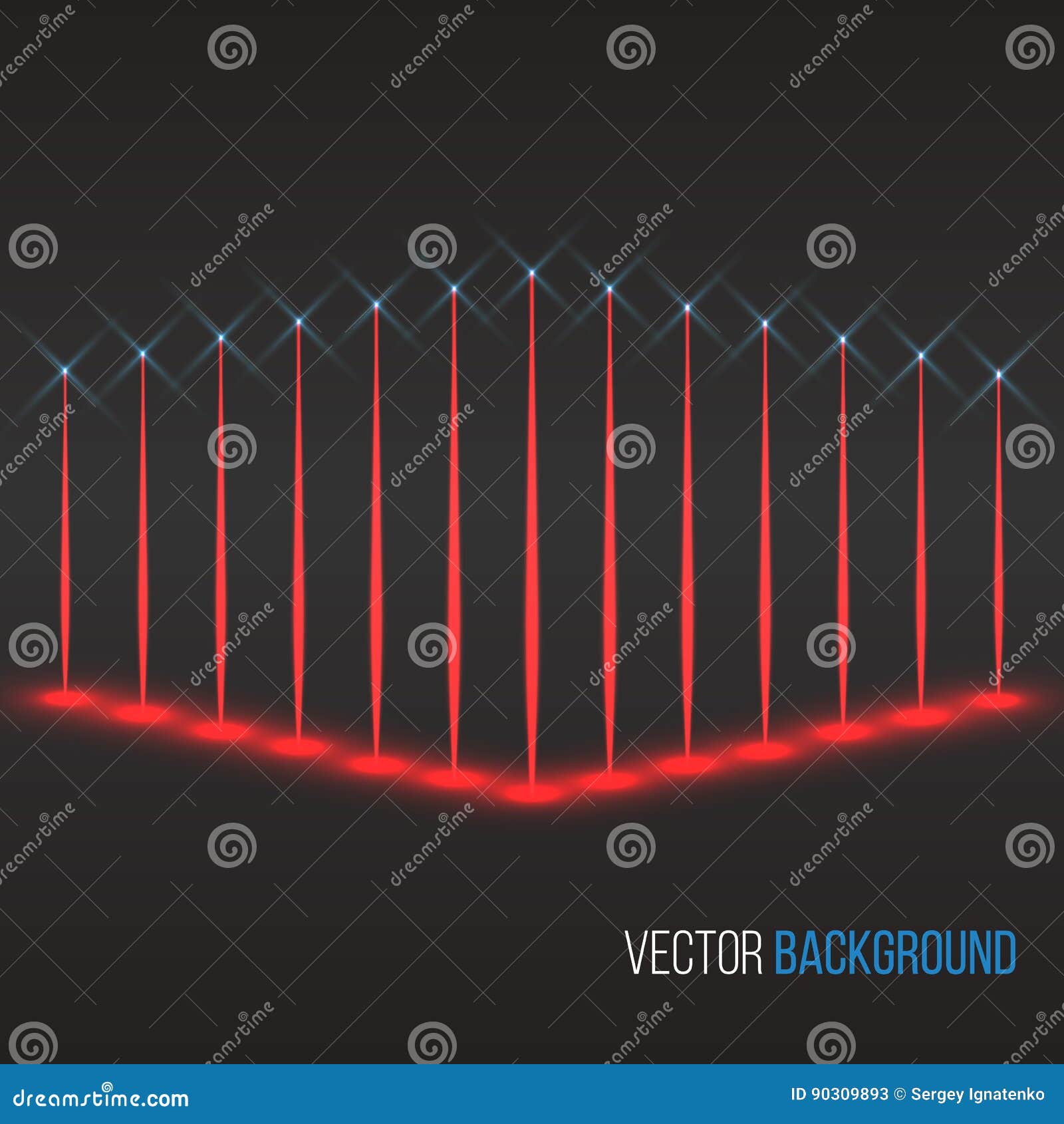 Red Laser Beams Neon Light Effect Vector. Stock Illustration ...