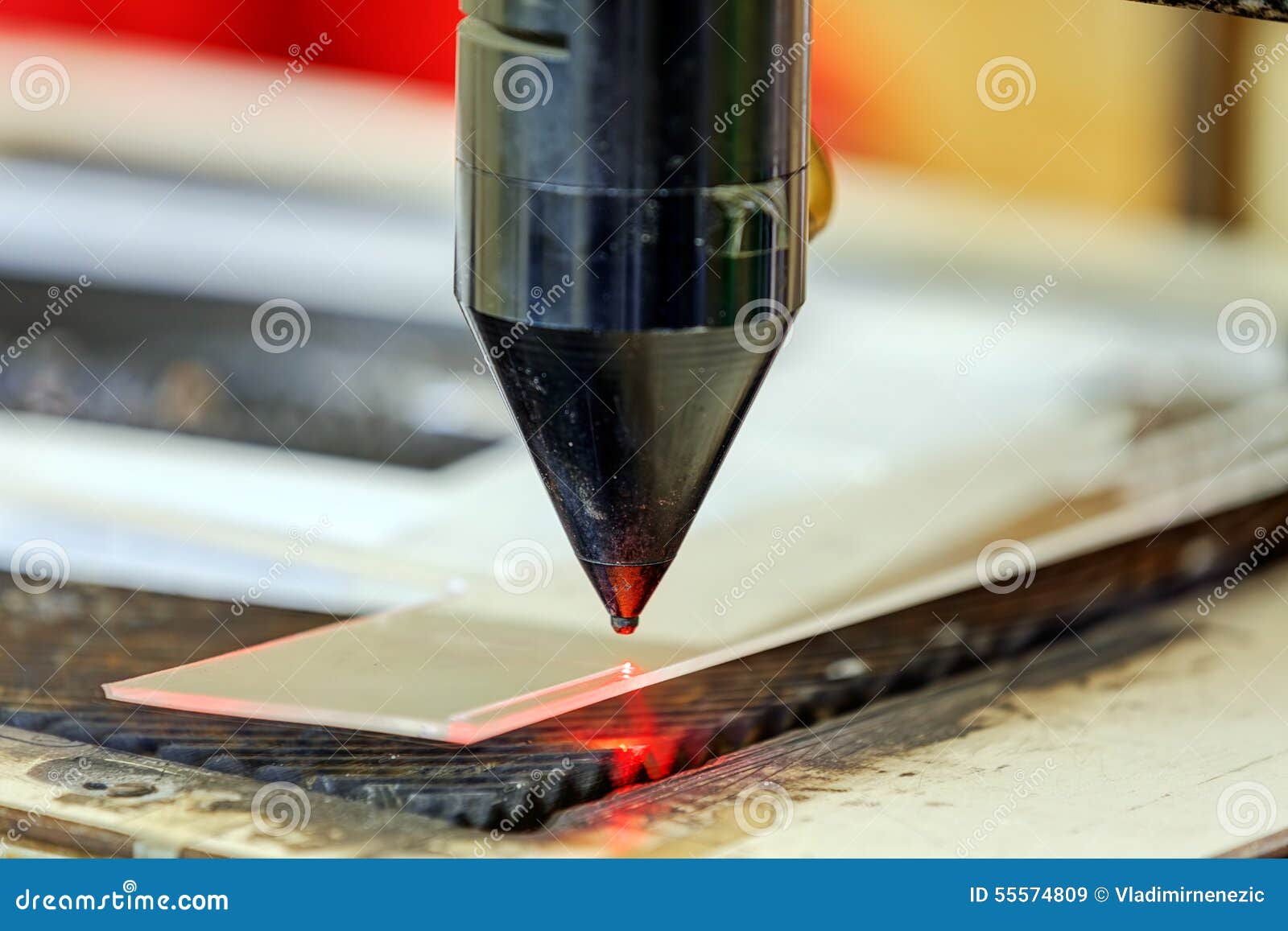 Red Laser on Cutting Machine Stock Image - Image of engraving, design ...