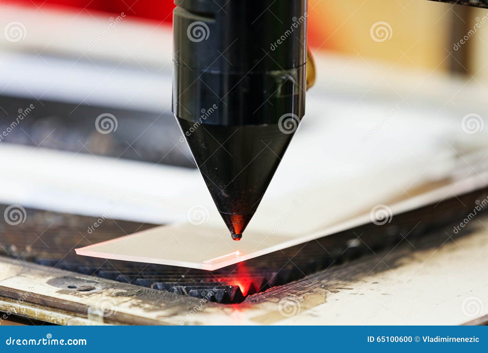 Red Laser on Cutting Machine Stock Photo - Image of design, optics ...