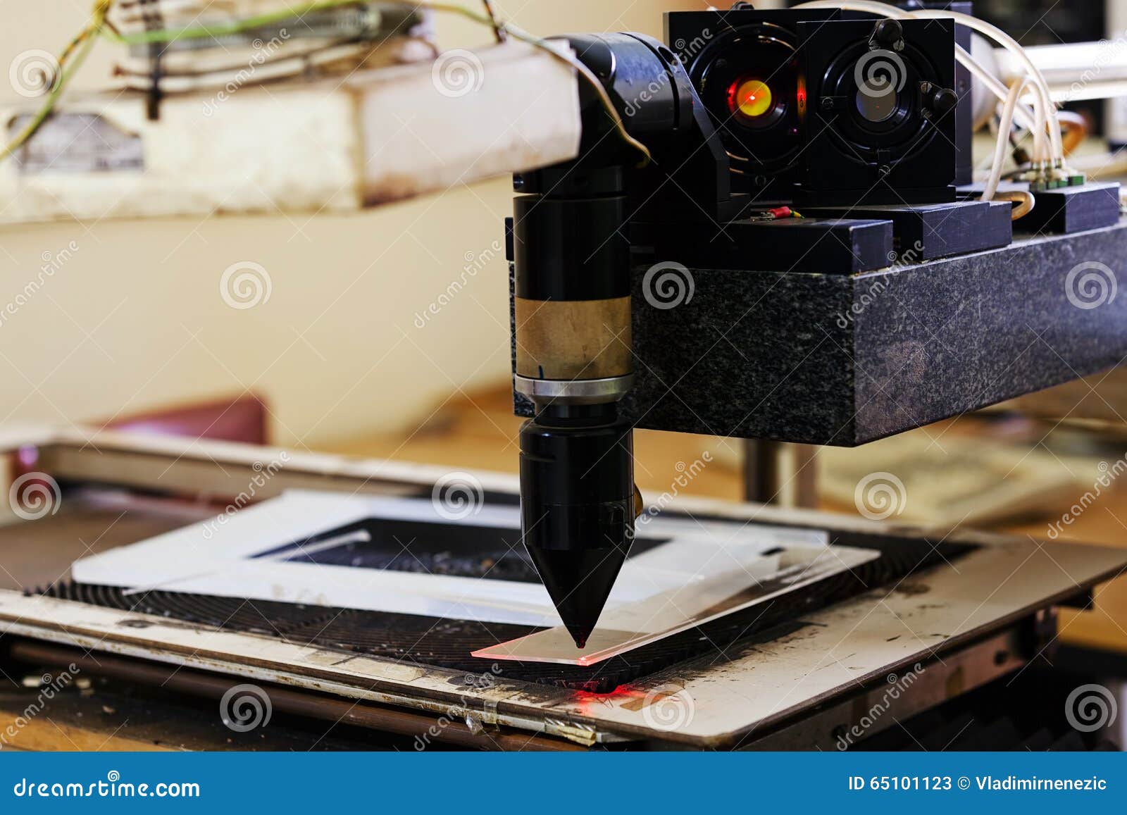Red Laser on Cutting Machine Stock Image - Image of industrial, college ...