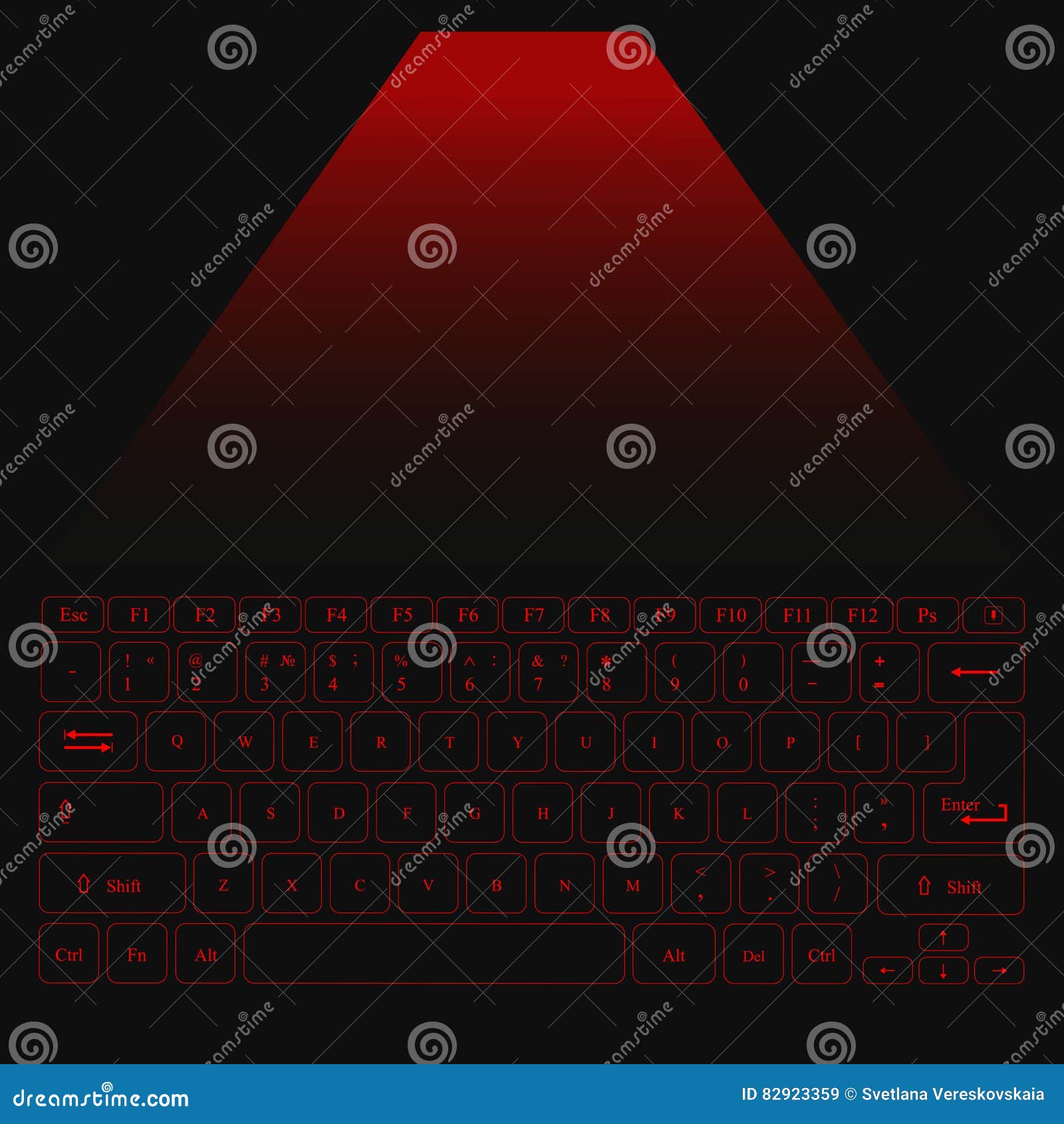 Red Laser Keyboard. Luminous Buttons Stock Vector - Illustration of ...