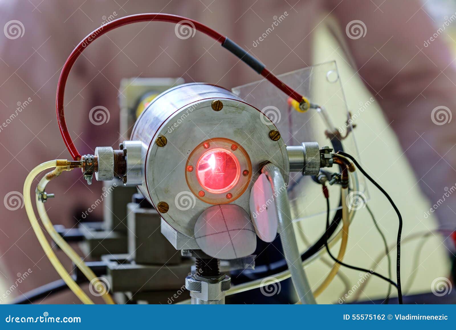 Red laser in laboratory stock photo. Image of industry - 55575162