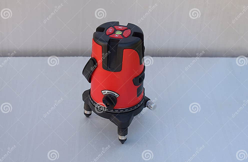 Red Laser Level Tool on Grey Background Editorial Stock Photo - Image ...