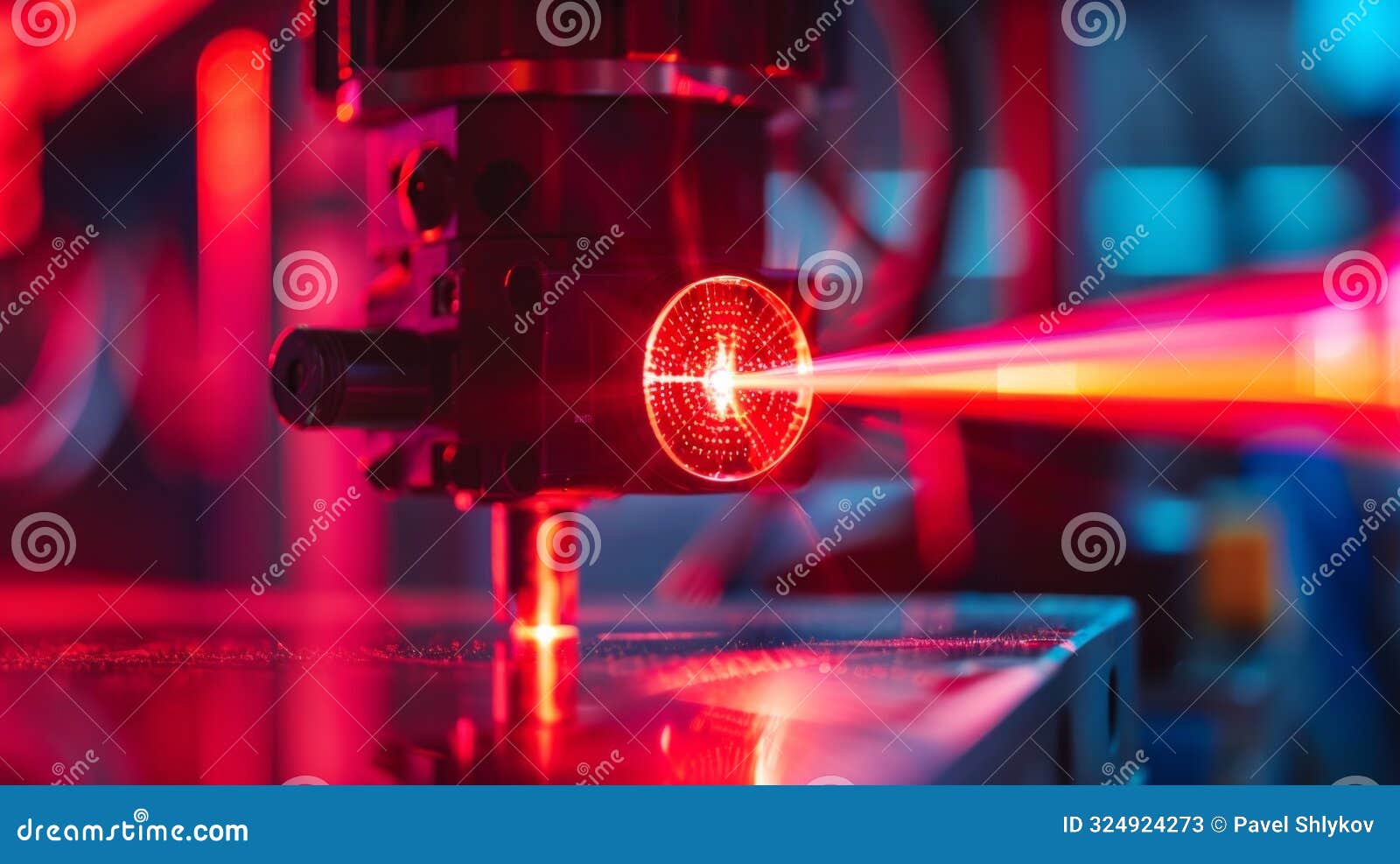 Red Laser on Optical Table in Physics Laboratory Stock Image - Image of ...