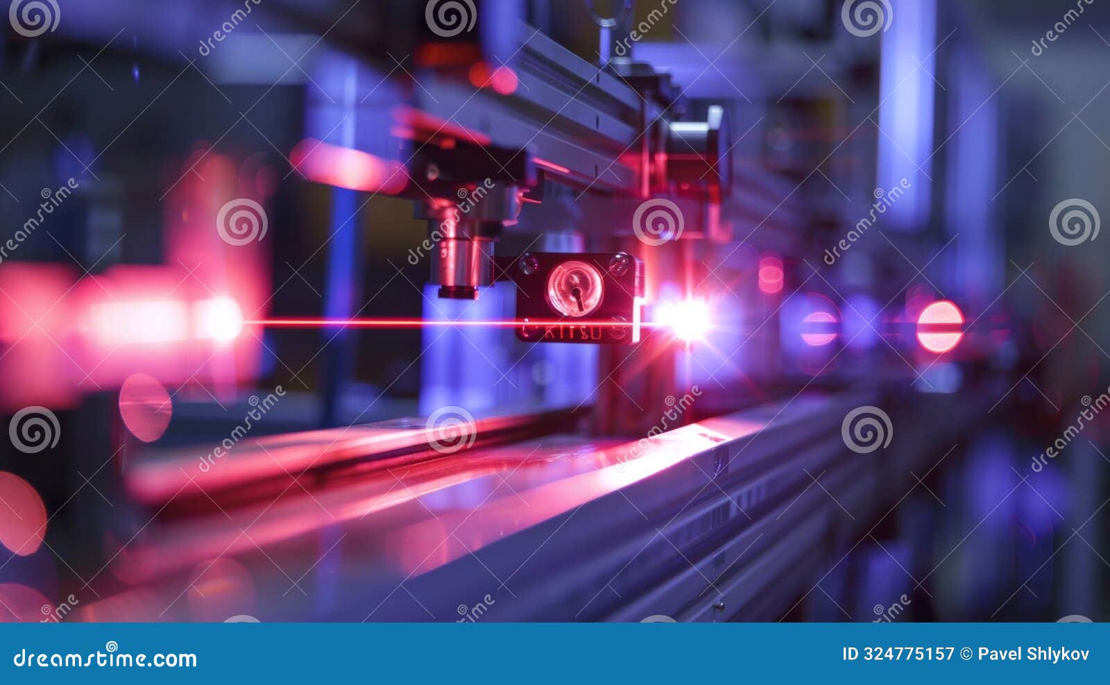 Red Laser on Optical Table in Physics Laboratory Stock Image - Image of ...