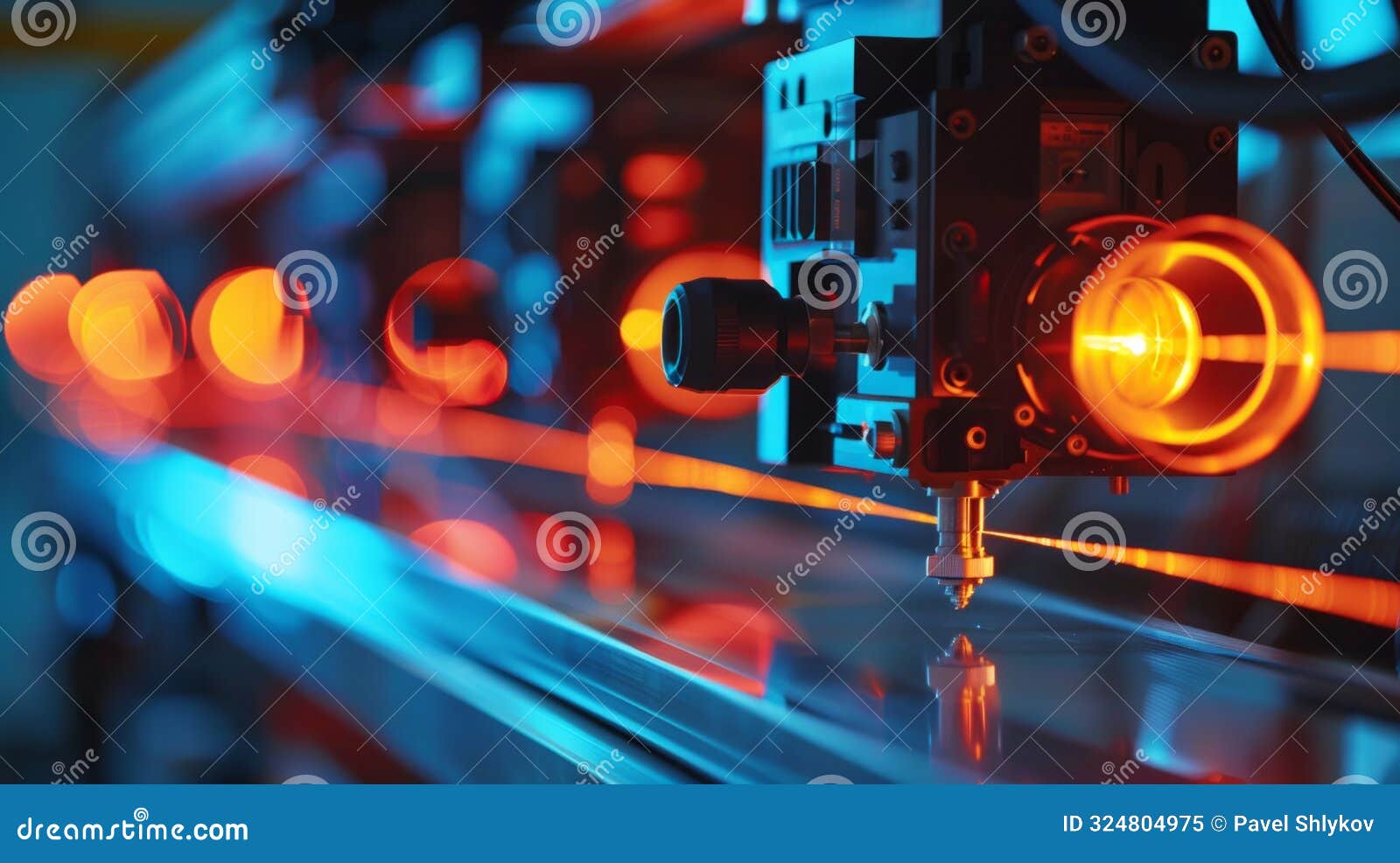 Red Laser on Optical Table in Physics Laboratory Stock Image - Image of ...