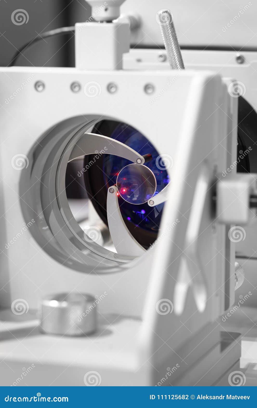 Red Laser on Optical Table in Physics Laboratory, Solid-state Laser ...