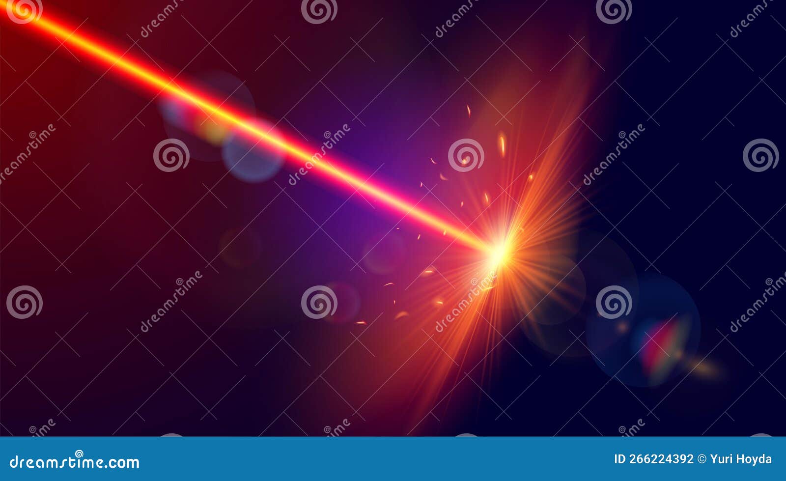 Red Laser Strike. Laser Beam with Bright Shiny Sparkles. Vector Image ...