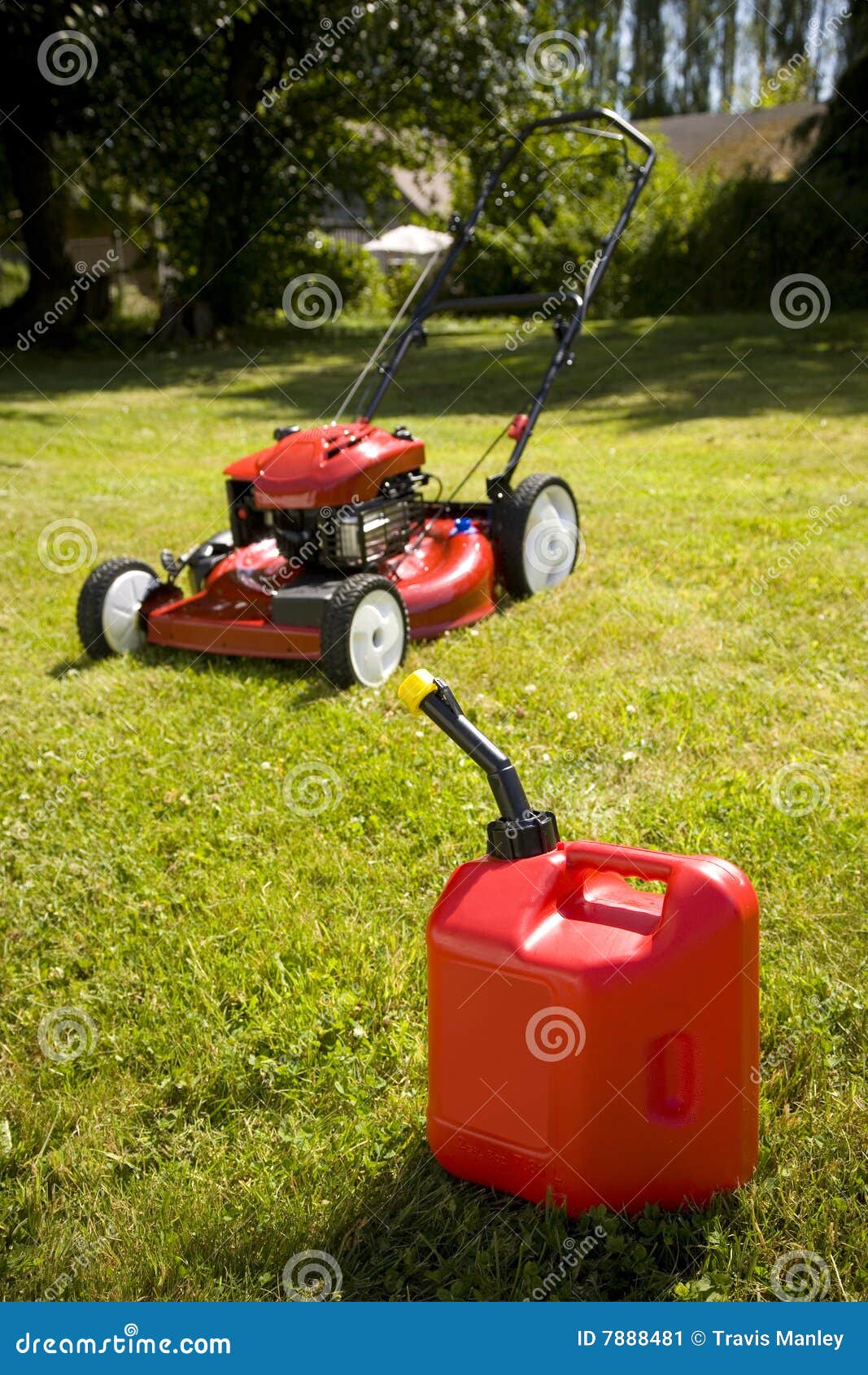Red Lawn Mower stock image. Image of outdoors, green, outside - 7888481