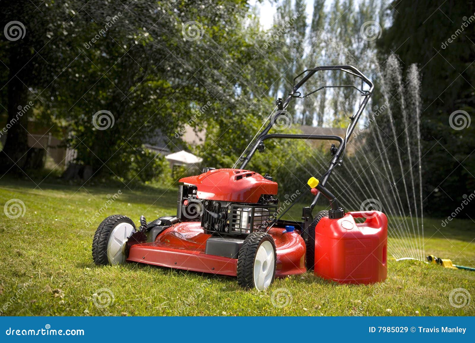 Red Lawn Mower stock image. Image of care, yardwork, work - 7985029