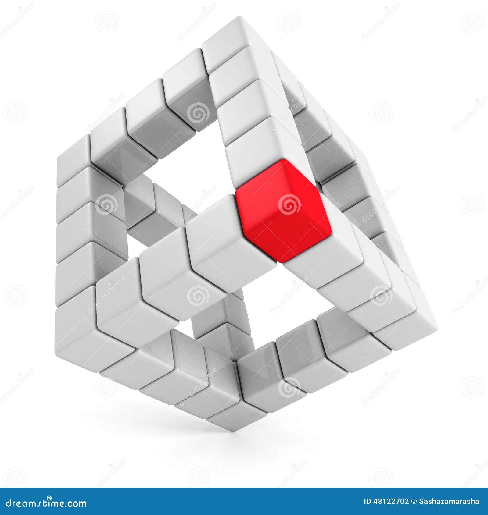 Red Leader Cube of Abstract Cube Structure. Leadership Concept Stock ...