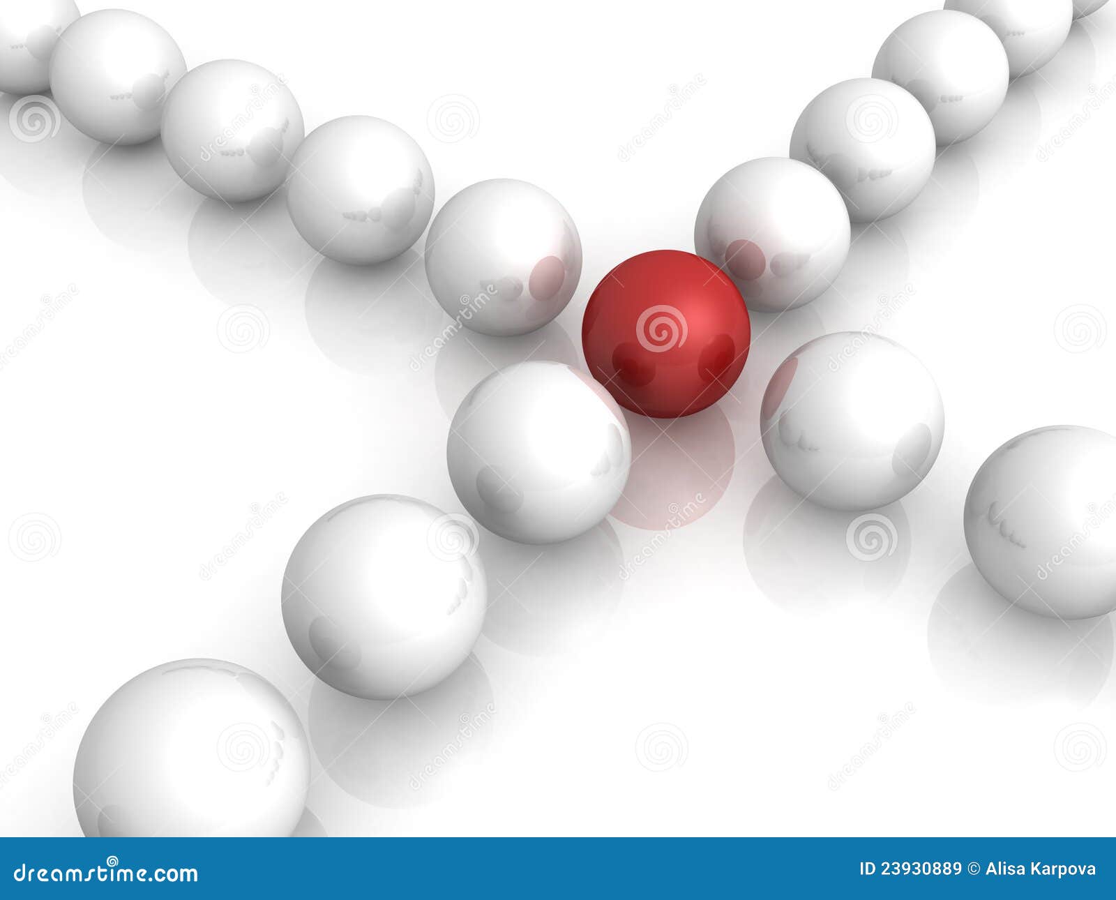 Red Leader Sphere at Crossroads of White Streams Stock Illustration ...