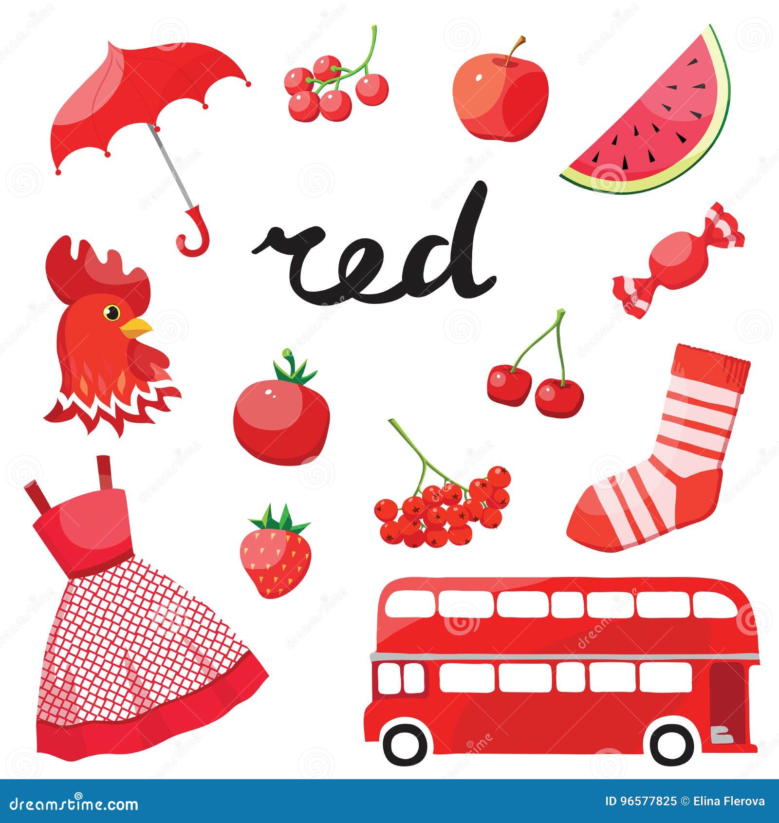 Red. Learn the Color. Education Set. Illustration of Primary Colors ...
